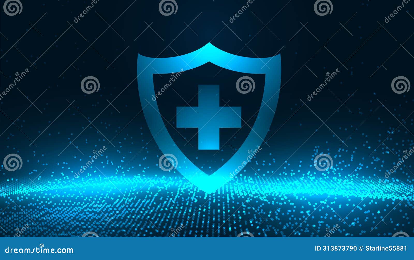 Medical Protection Shield with Glowing Blue Particles Stock Vector ...