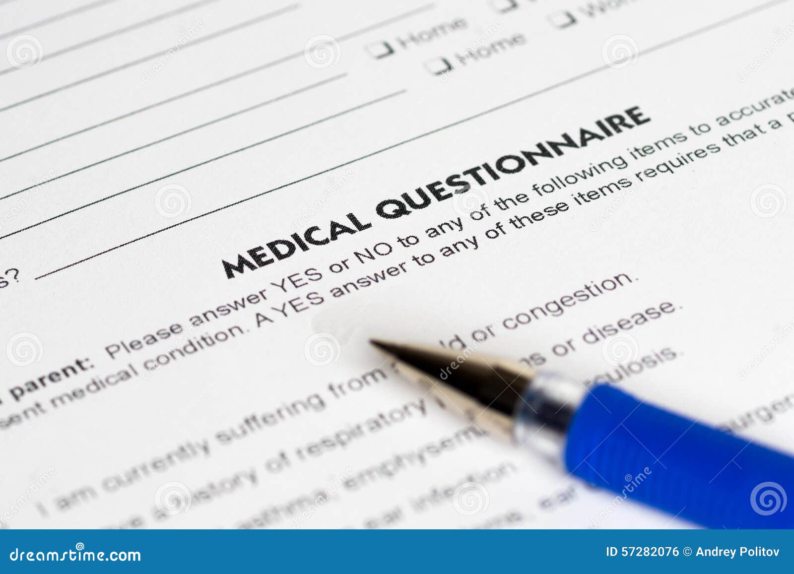 Medical Questions with Blue Pen Stock Photo - Image of document, opened ...