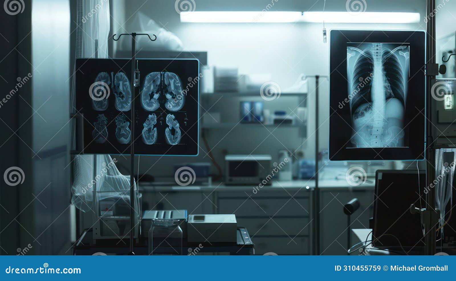 Medical X-rays in a Laboratory Created with Generative AI. Scan of the ...