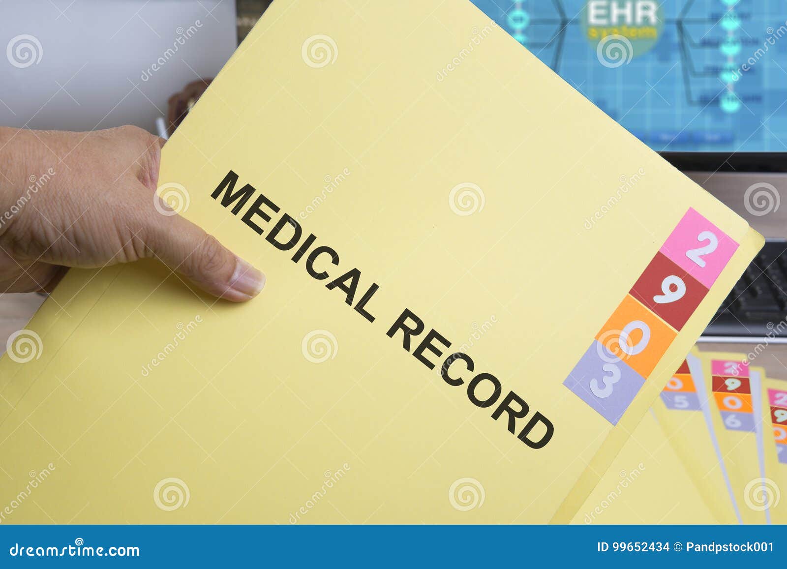 Medical record folder. stock photo. Image of hand, folder - 99652434