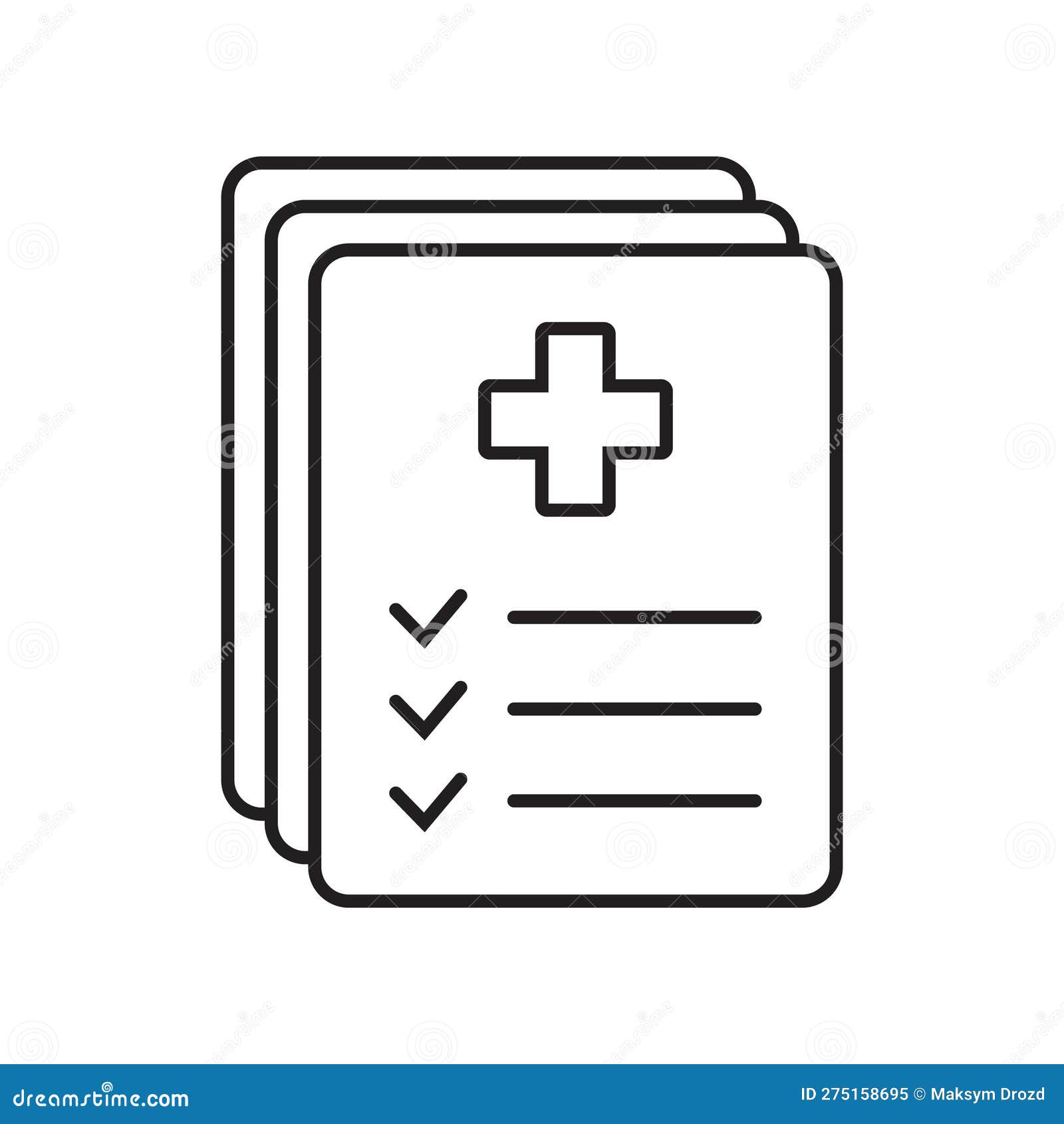 Medical Record Icon, Medical Report Icon, Medical History Thin Line ...
