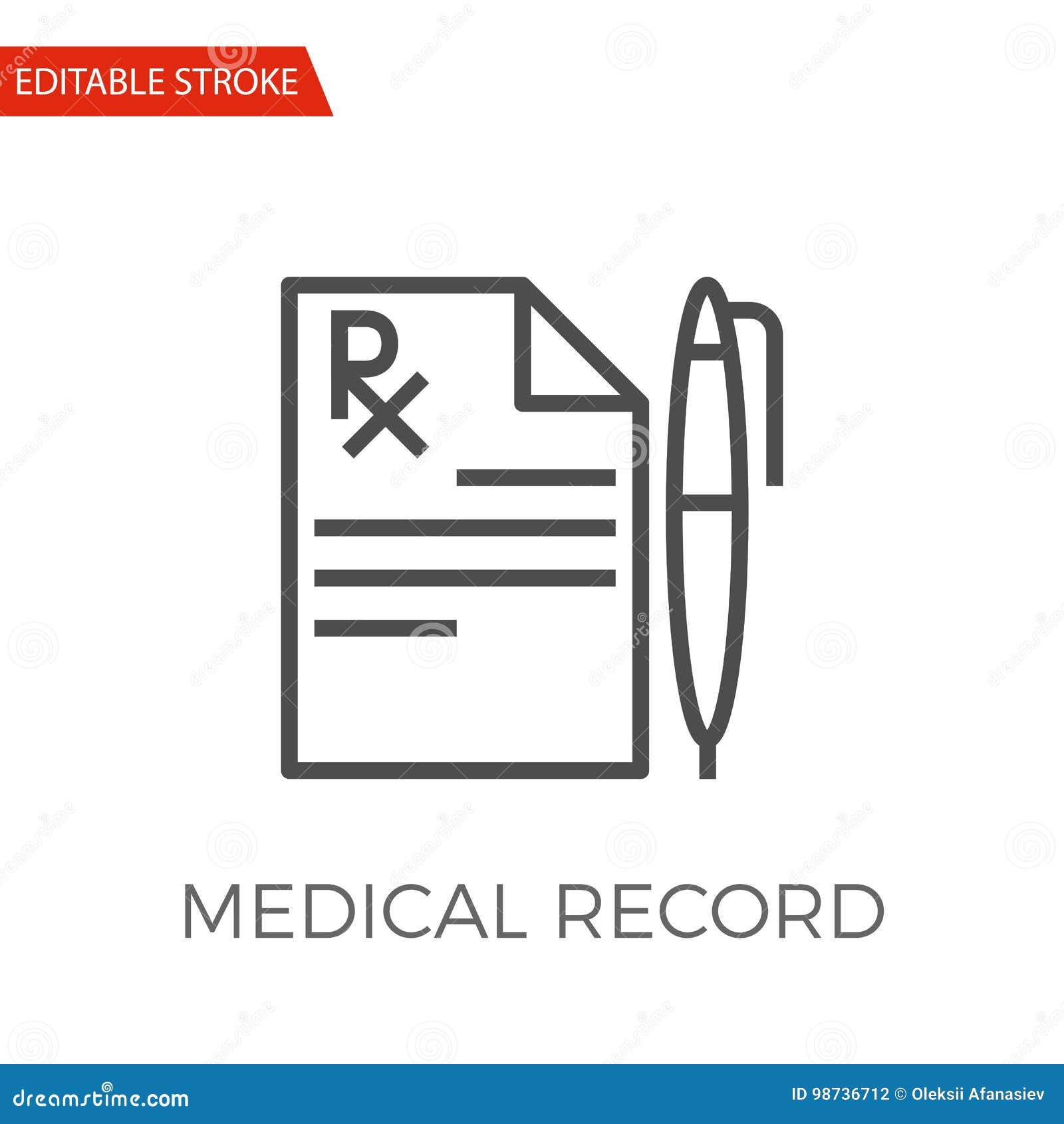 Medical Record Vector Icon stock vector. Illustration of concept - 98736712
