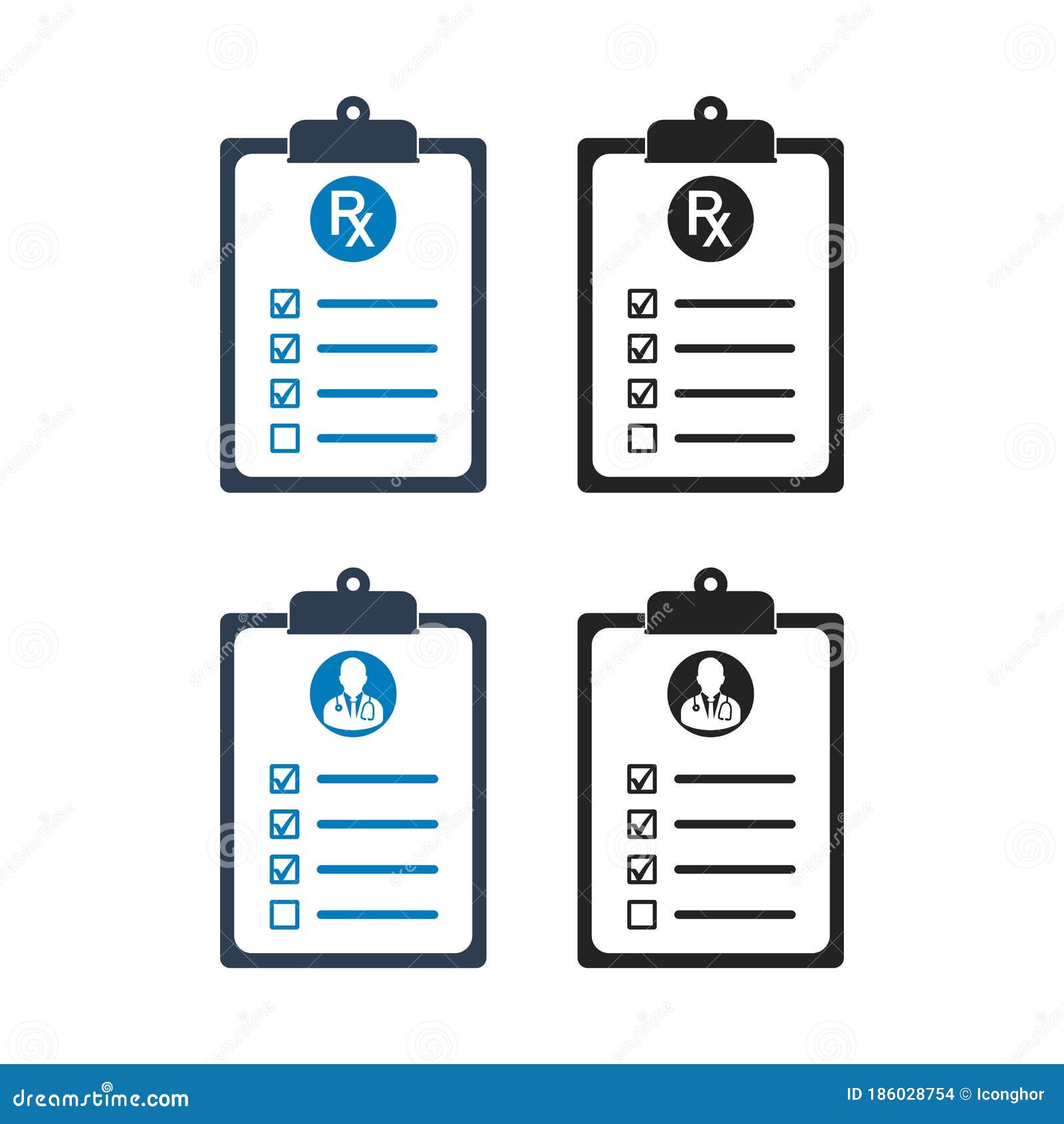 Medical Report Icon Set. stock vector. Illustration of prescription ...