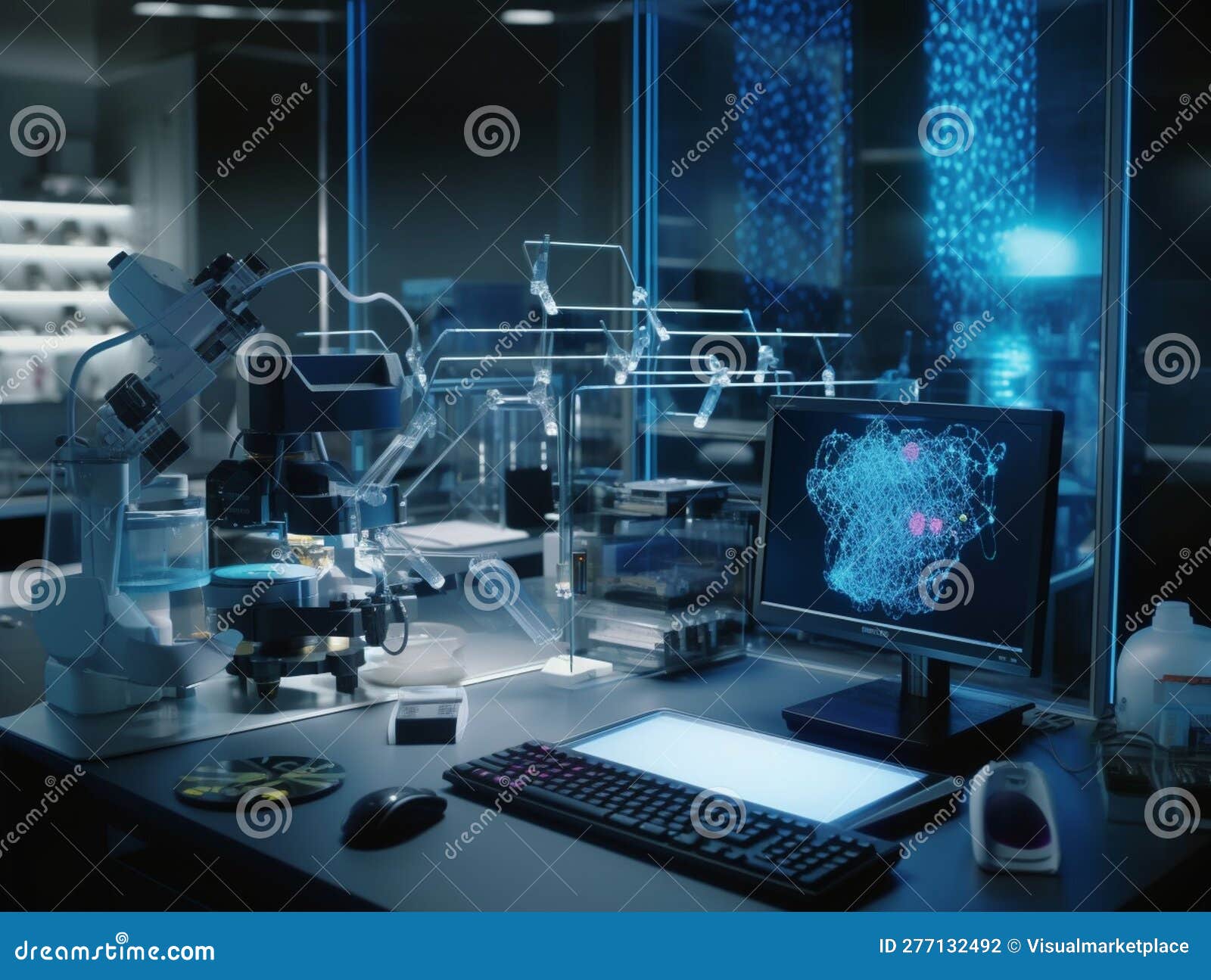 Medical Research with Artificial Intelligence Stock Illustration ...