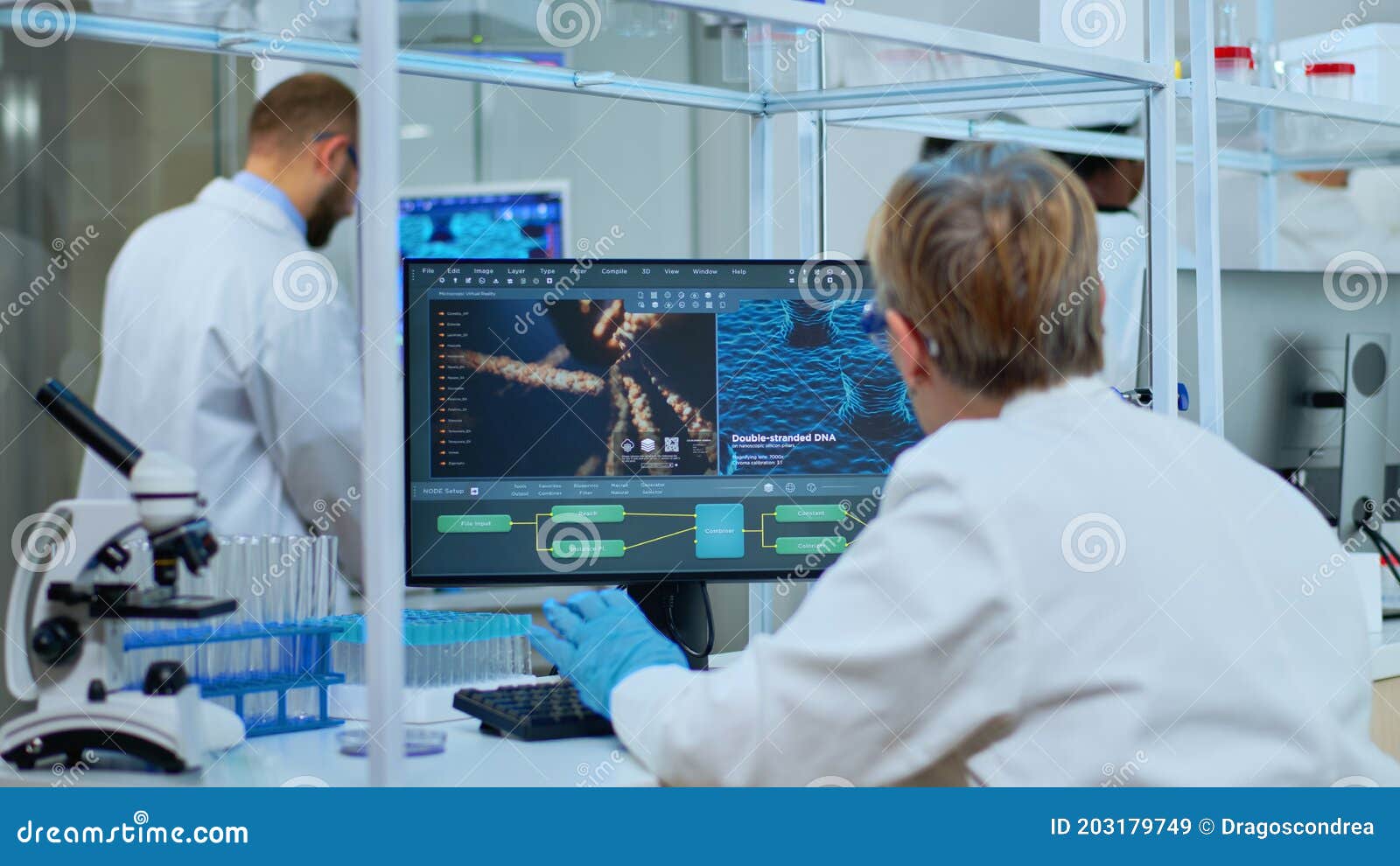 Medical Research Scientist Typing Codes on Computer Stock Image - Image ...