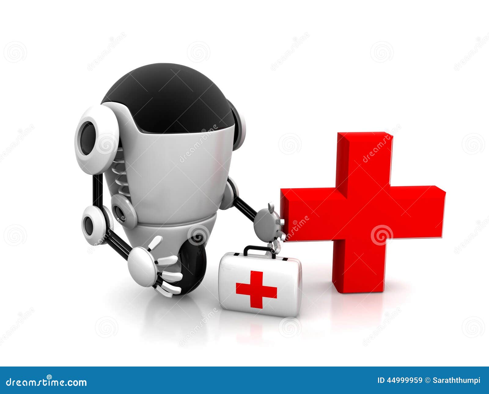 Medical Robot Robot with the First Aid Kit Stock Illustration ...