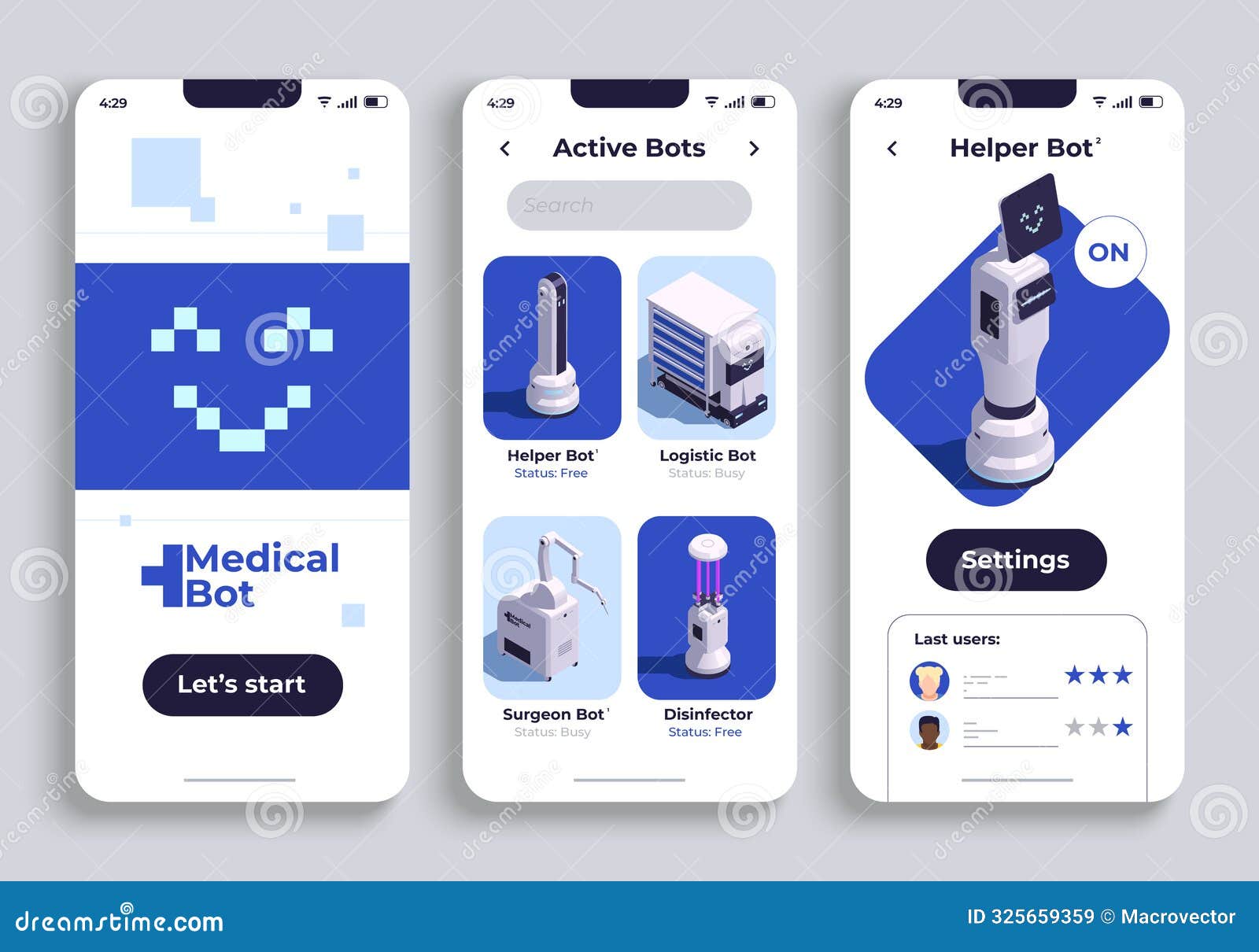 Medical Robots App Design in Isometric View Stock Illustration ...