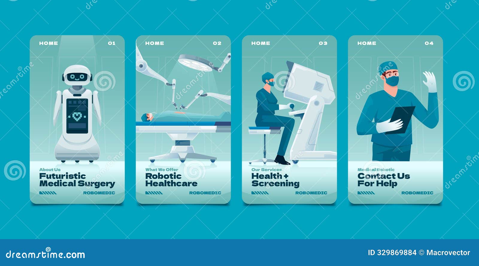 Medical Robots Hand Drawn App Design Stock Illustration - Illustration ...