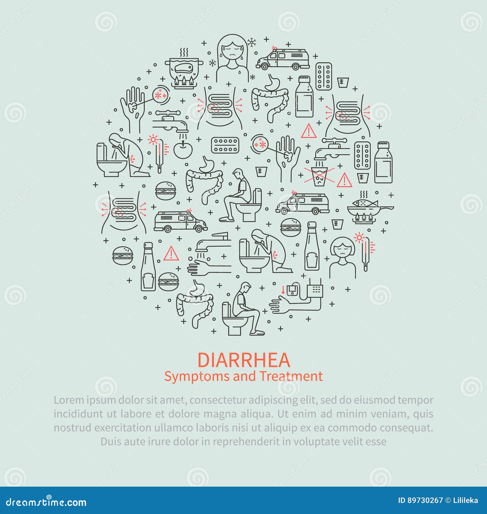 Medical Round Banner Diarrhea Stock Vector - Illustration of cause ...