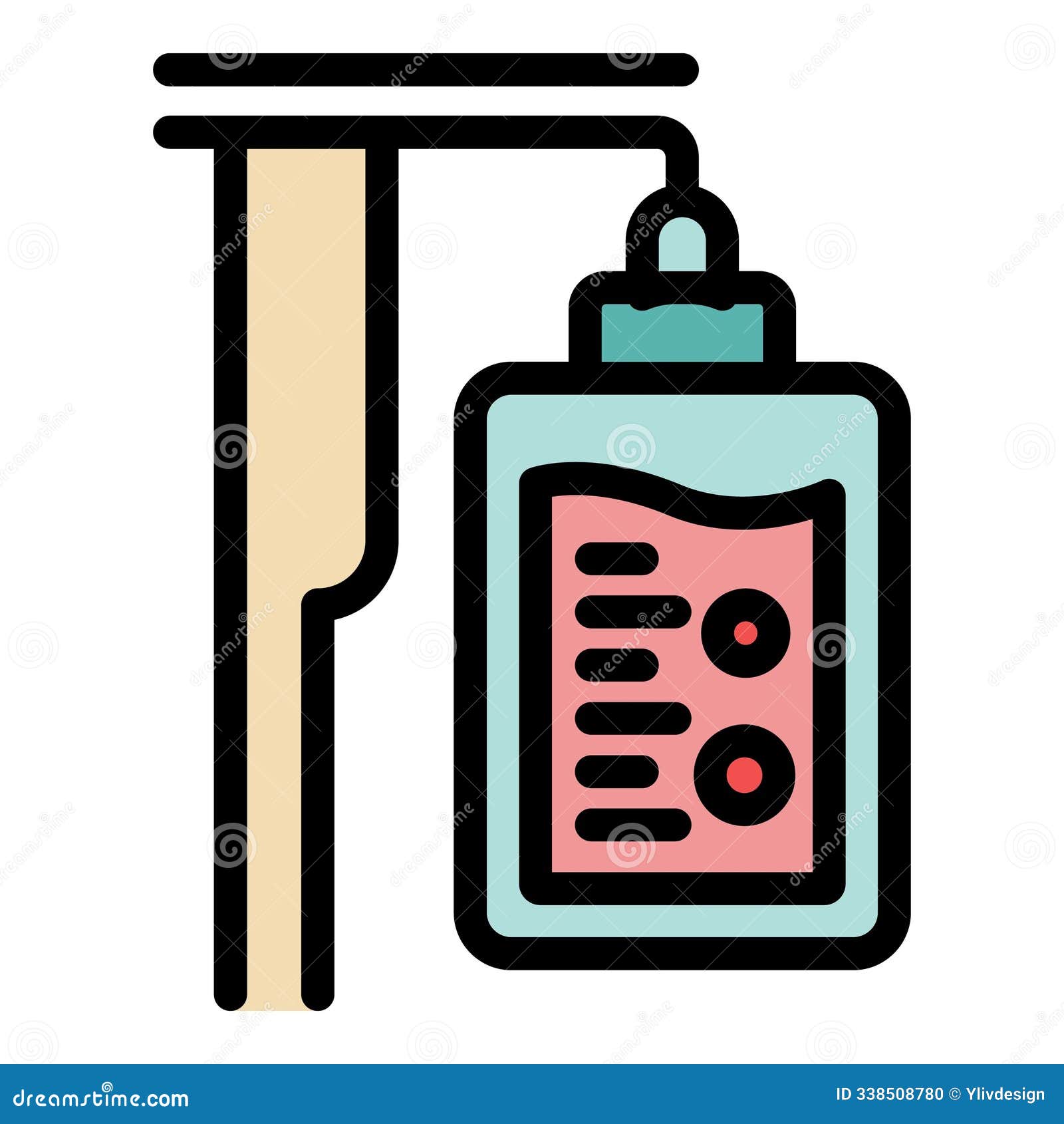 IV Stand With Saline Or Glucose Solution. Drip Bag Line Icon On White ...