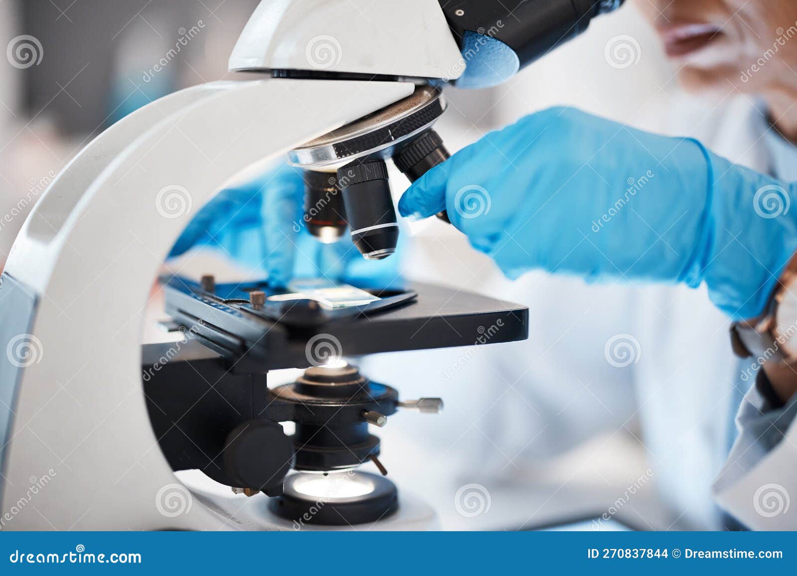 Medical Science, Hands and Microscope in a Laboratory for Research ...