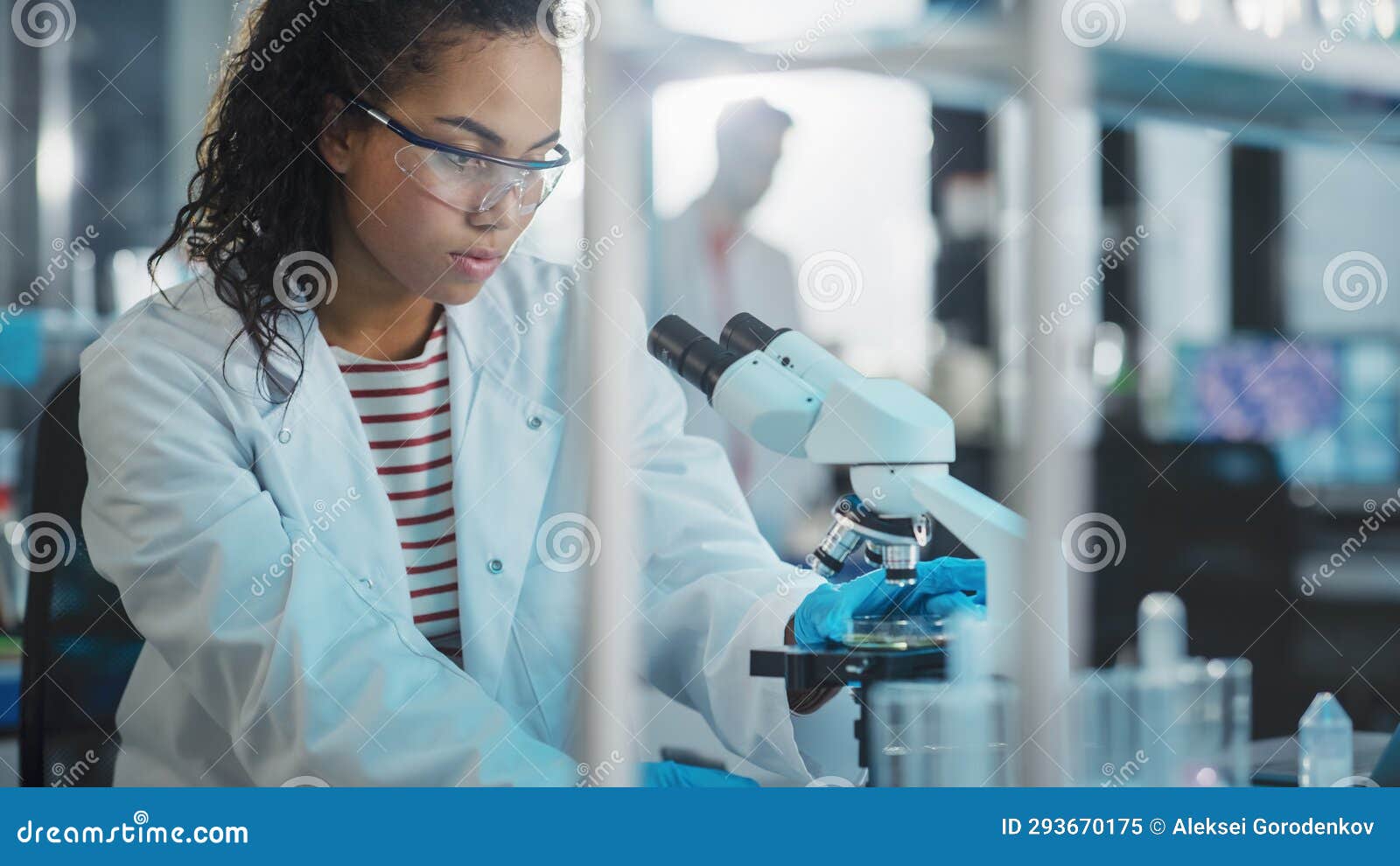 Medical Science Laboratory: Portrait of Beautiful Black Scientist Using ...