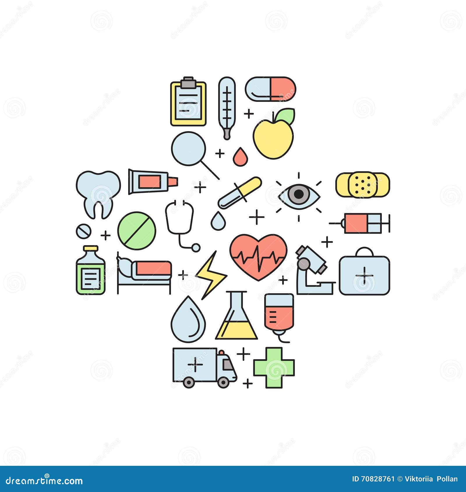 Medical and Science Vector Multicolored Cross Illustration. Outline ...