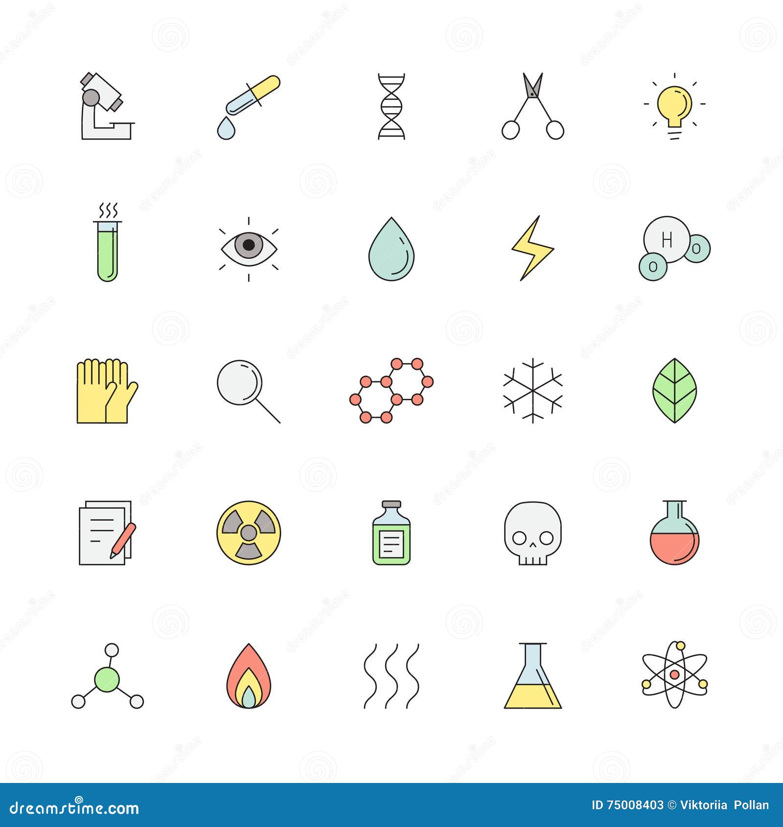 Science (chemistry And Physics) Vector Outline Colored Icon Set ...