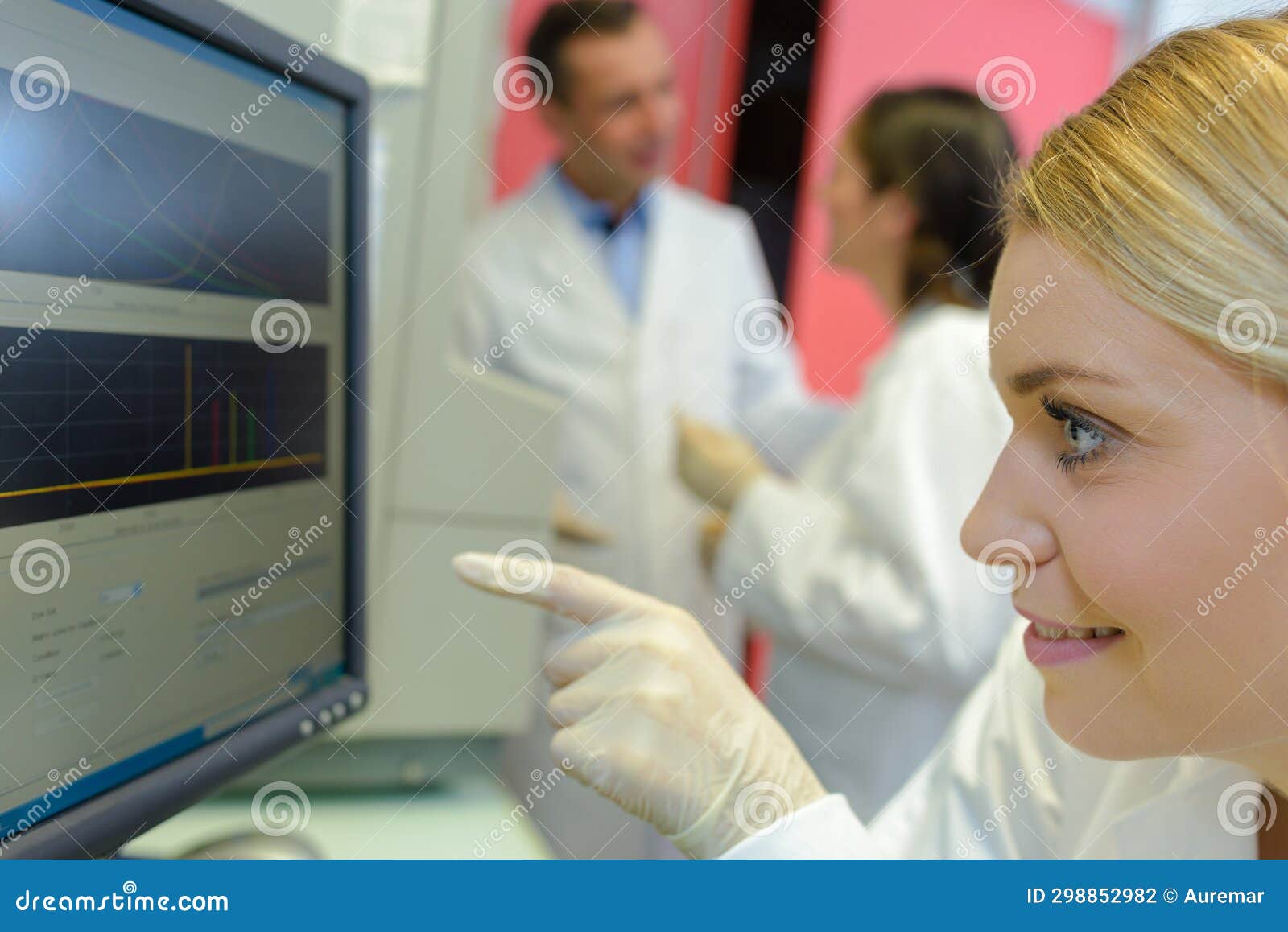 Medical Scientists Using Digital Machinery at Laboratory Stock Photo ...