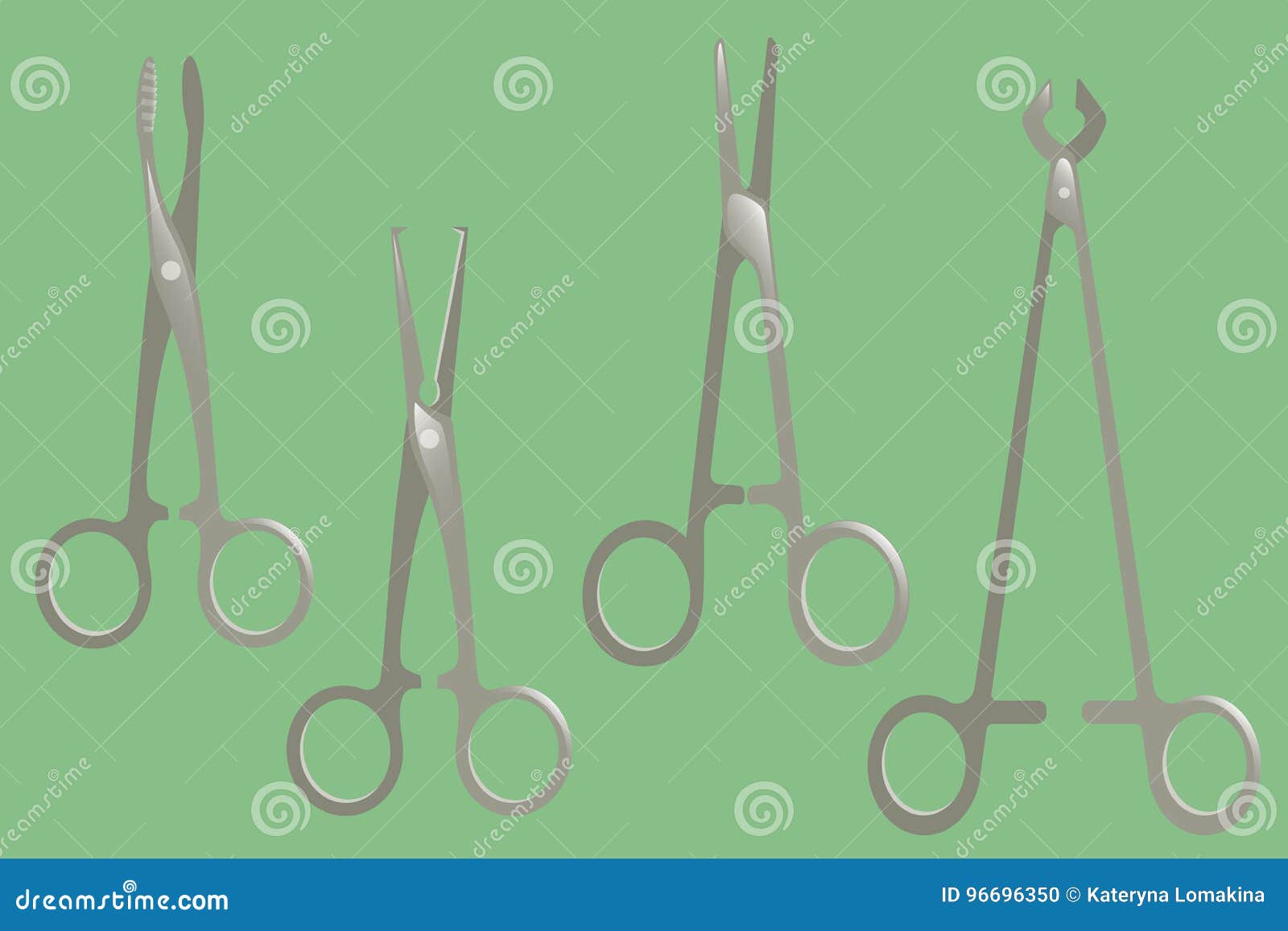 Medical scissors set stock vector. Illustration of hospital - 96696350