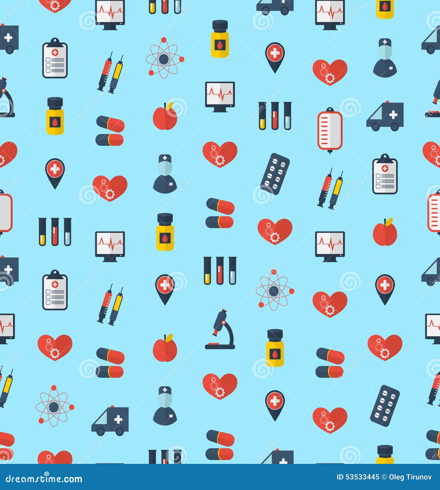 Medical Seamless Pattern, Flat Simple Colorful Icons Stock Vector ...