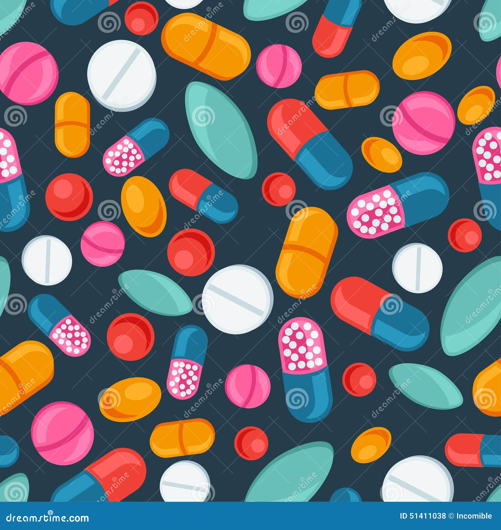 Medical Seamless Pattern with Pills and Capsules Stock Vector ...