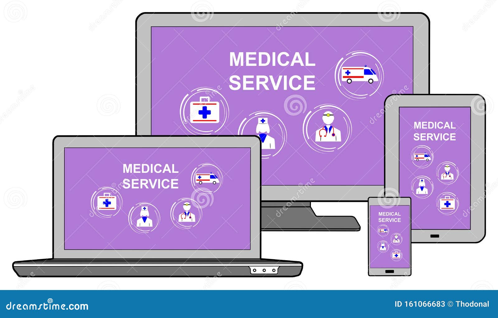 Medical Service Concept on Different Devices Stock Illustration ...