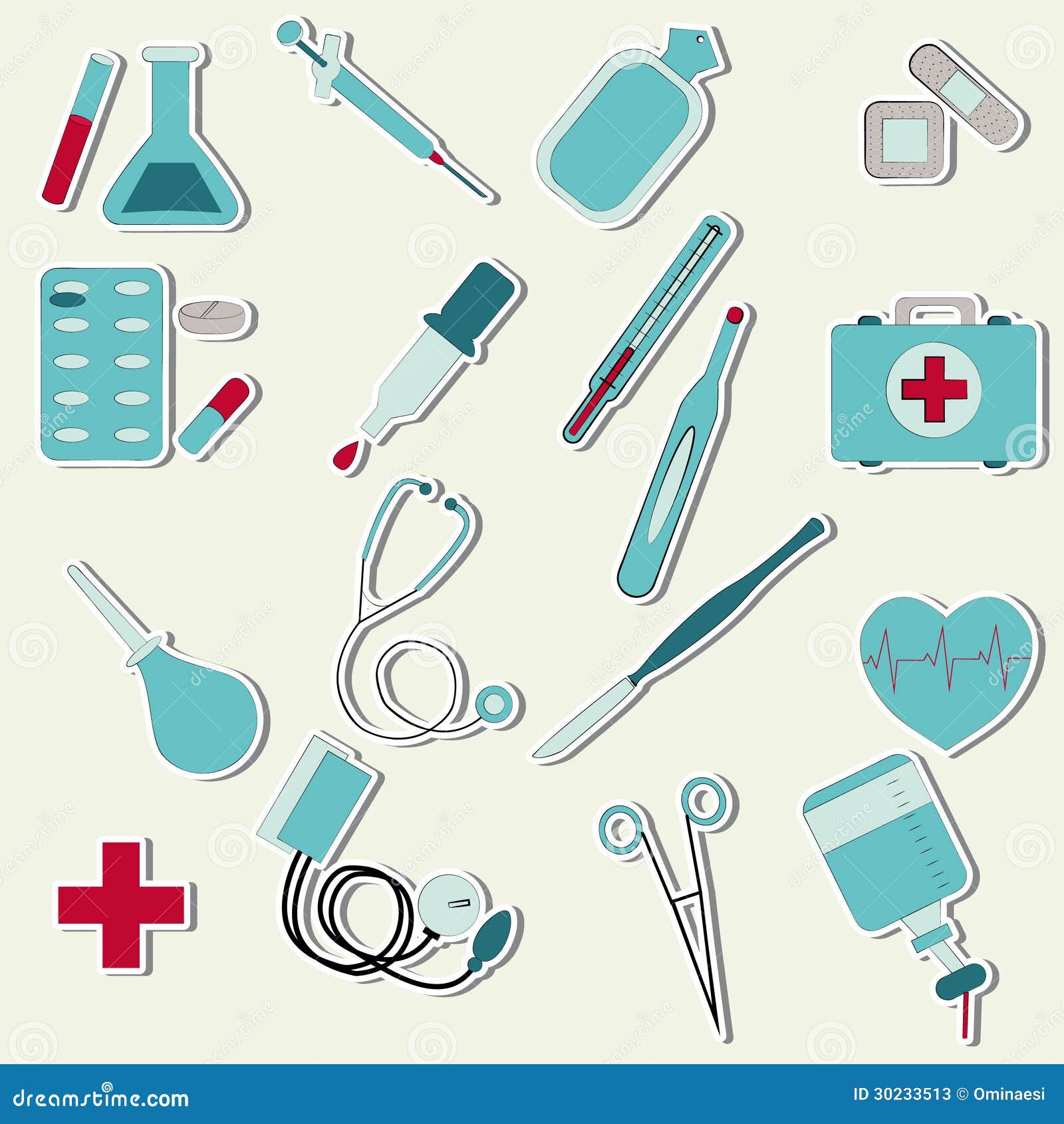 Medical set stock vector. Illustration of cardiogram - 30233513
