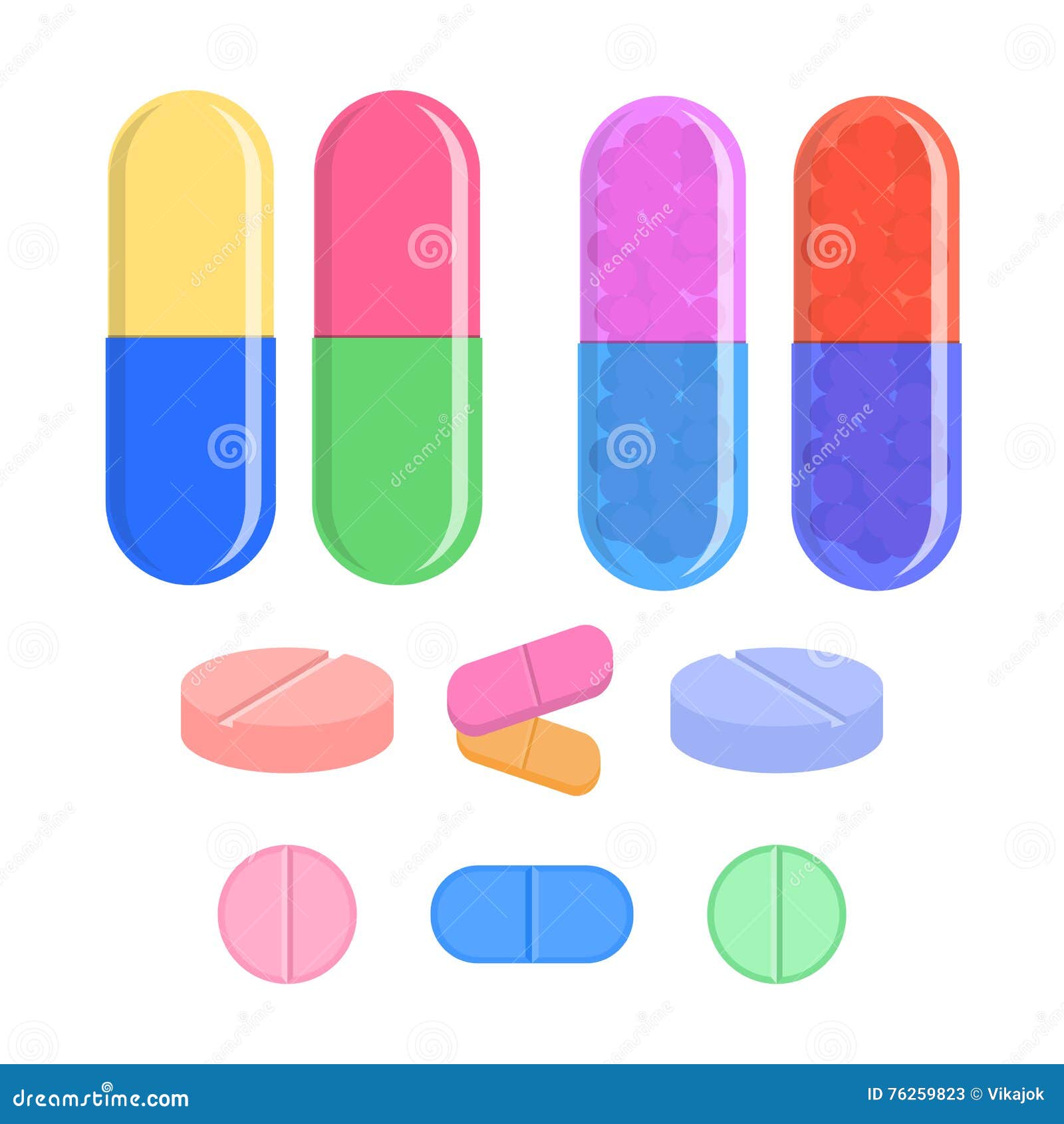 Medical Set, Tablet and Pills Vector Illustration Stock Vector ...