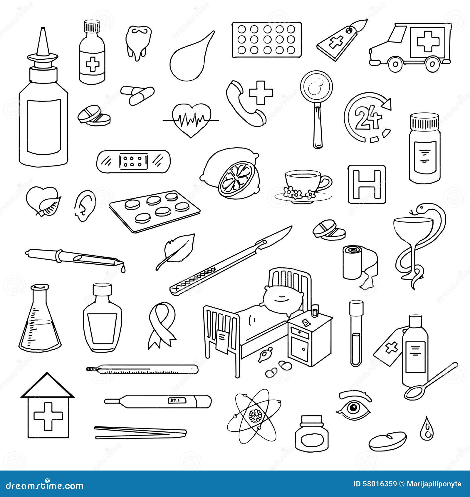 Medical set stock vector. Illustration of element, strand - 58016359
