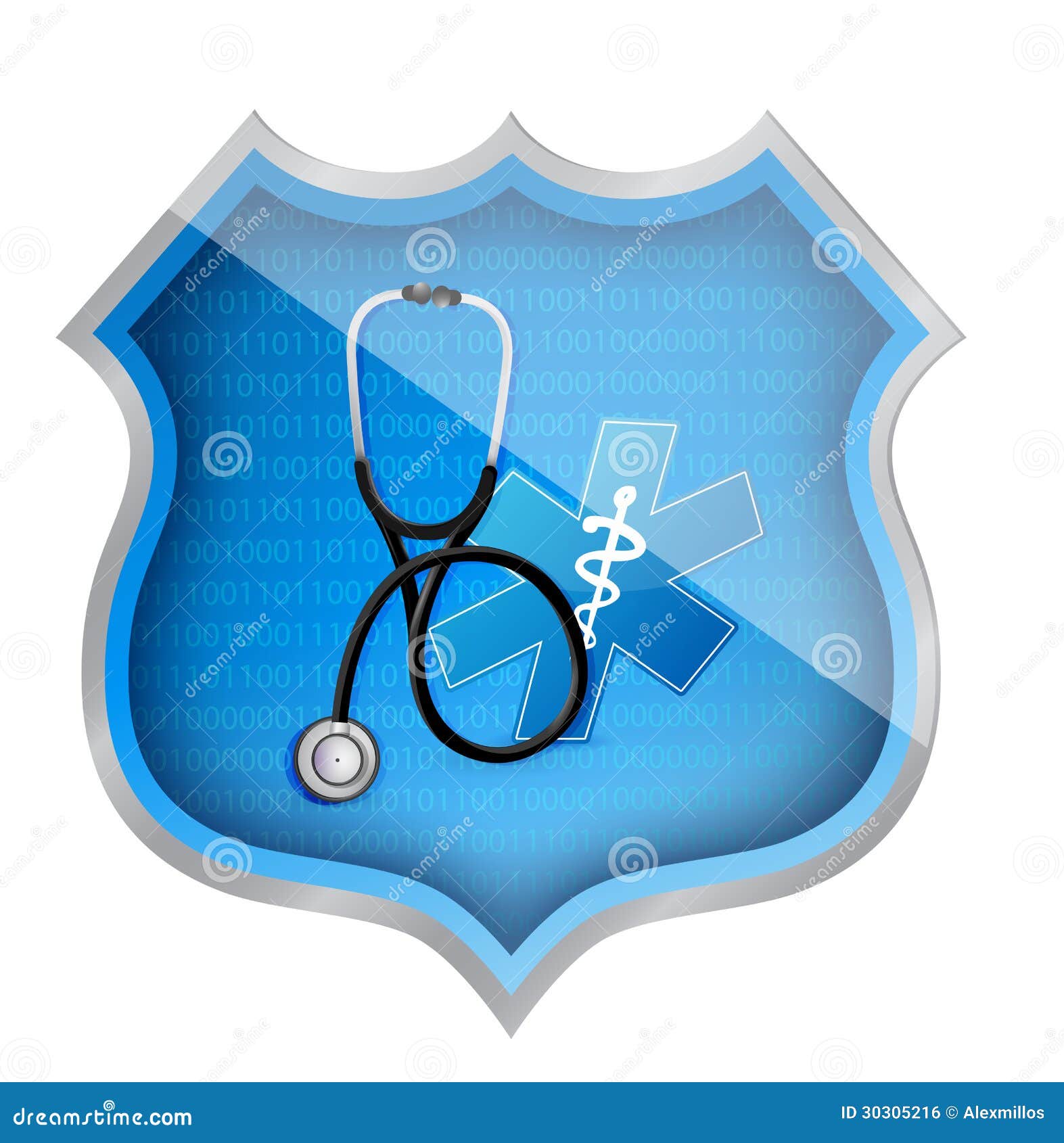 Set Medical Shield With Cross, Inhaler, Syringe And First Aid Kit Icon ...