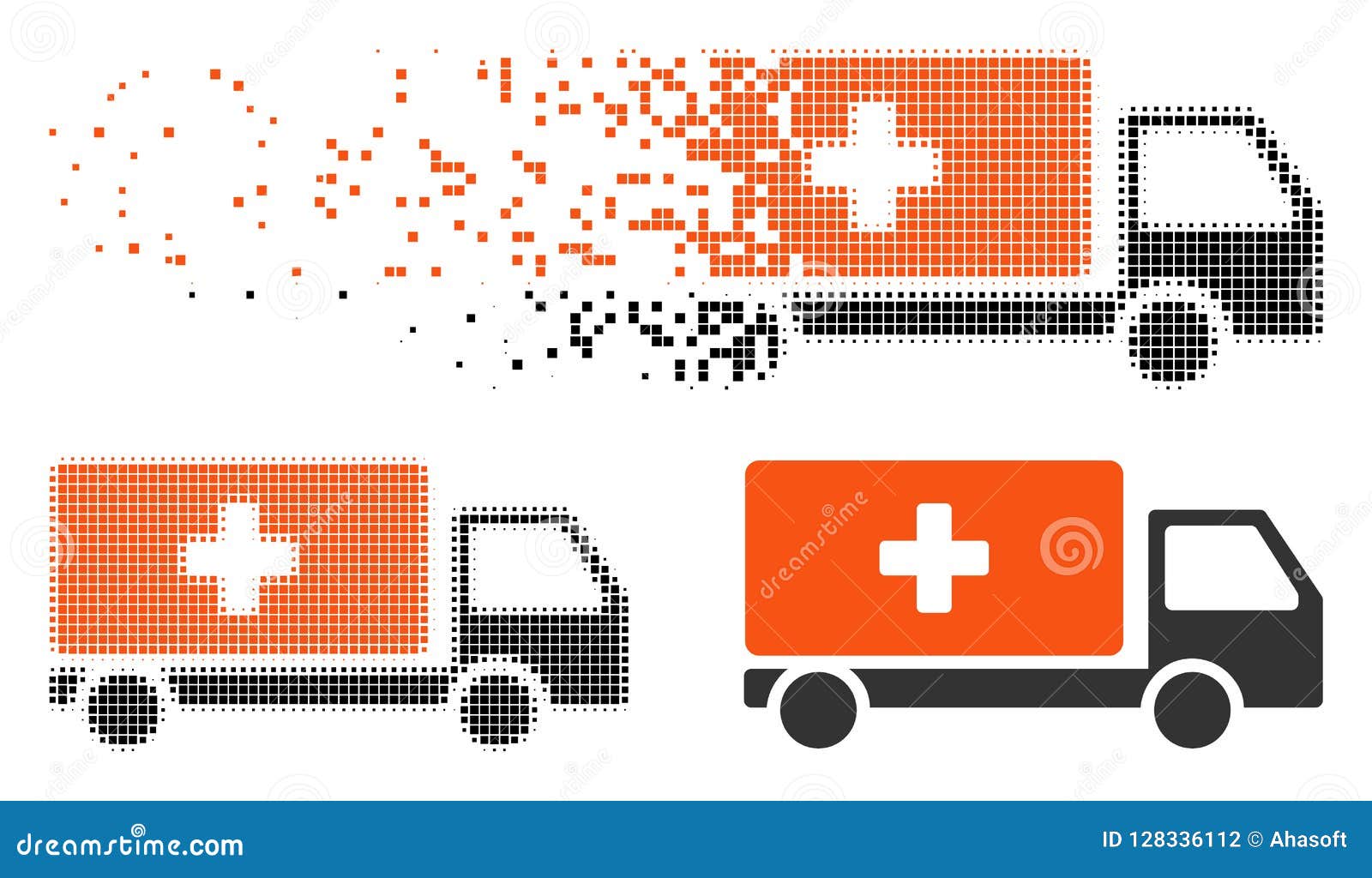 Moving Pixel Halftone Medical Shipment Icon Stock Vector - Illustration ...