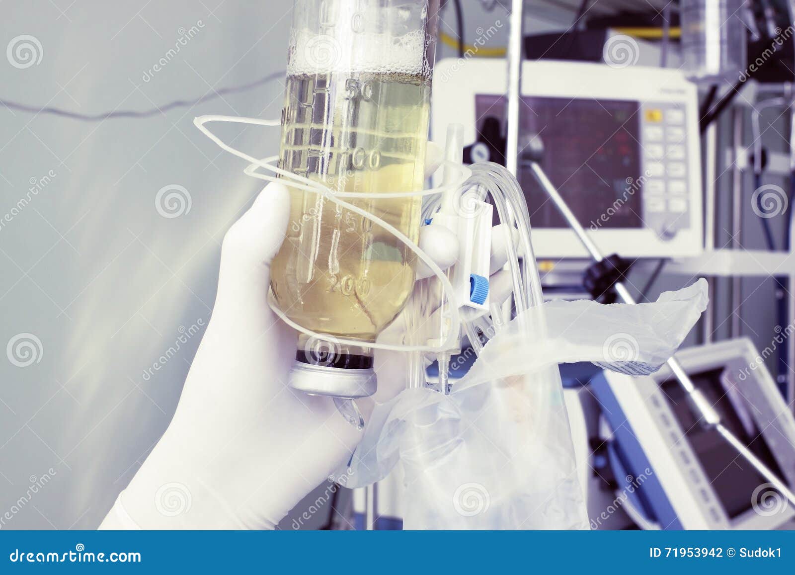 Medical Solution Bottle in Hands of Nurse Stock Photo - Image of ...