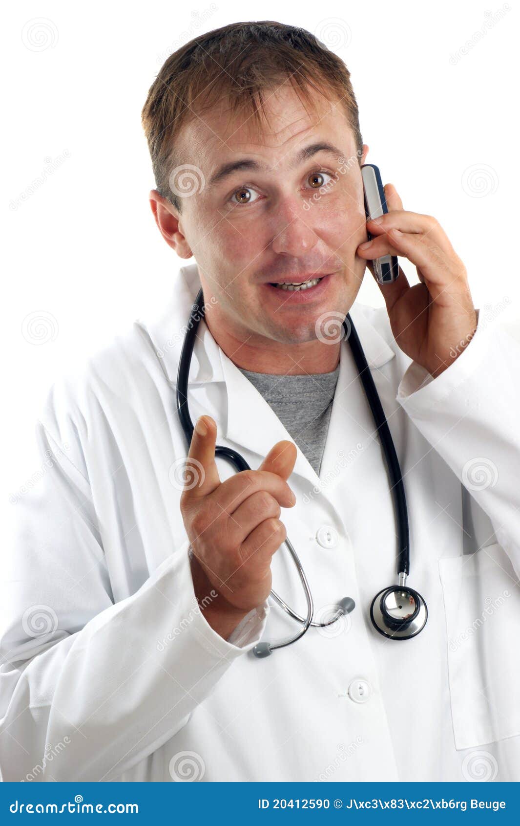 Medical Staff Gestures during a Phone Call Stock Photo - Image of white ...
