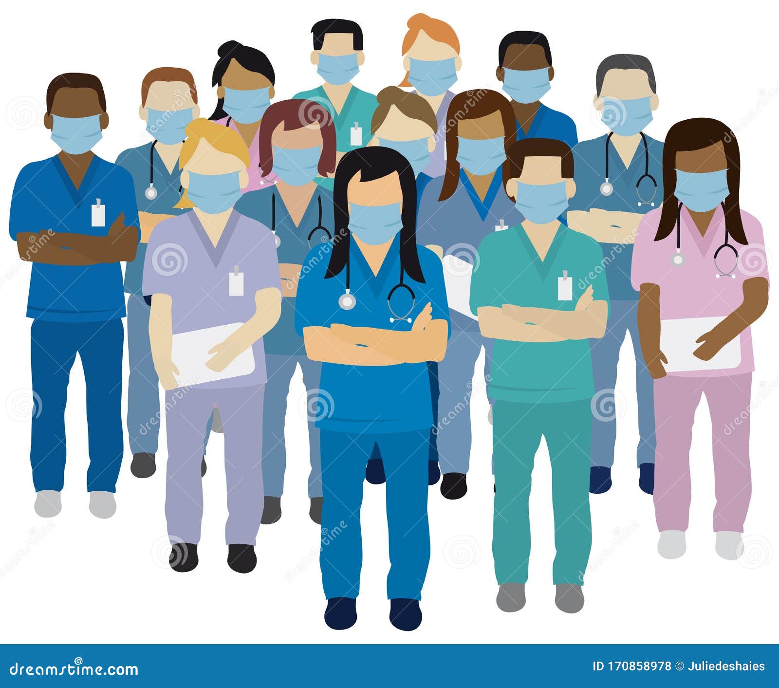 Medical Staff Using Safety Face Mask Vector Stock Vector - Illustration ...