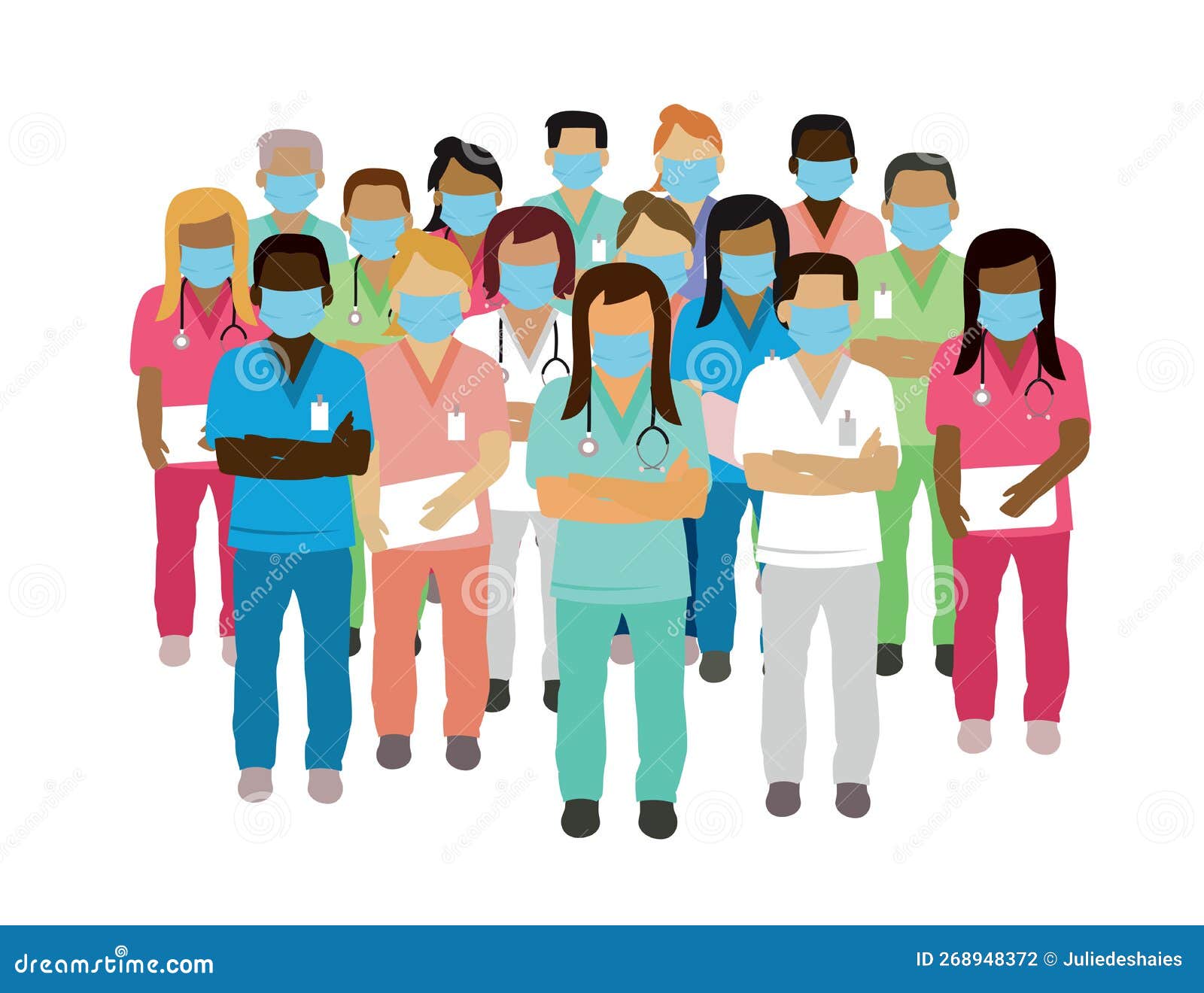 Medical Staff Using Safety Face Mask Vector Stock Vector - Illustration ...