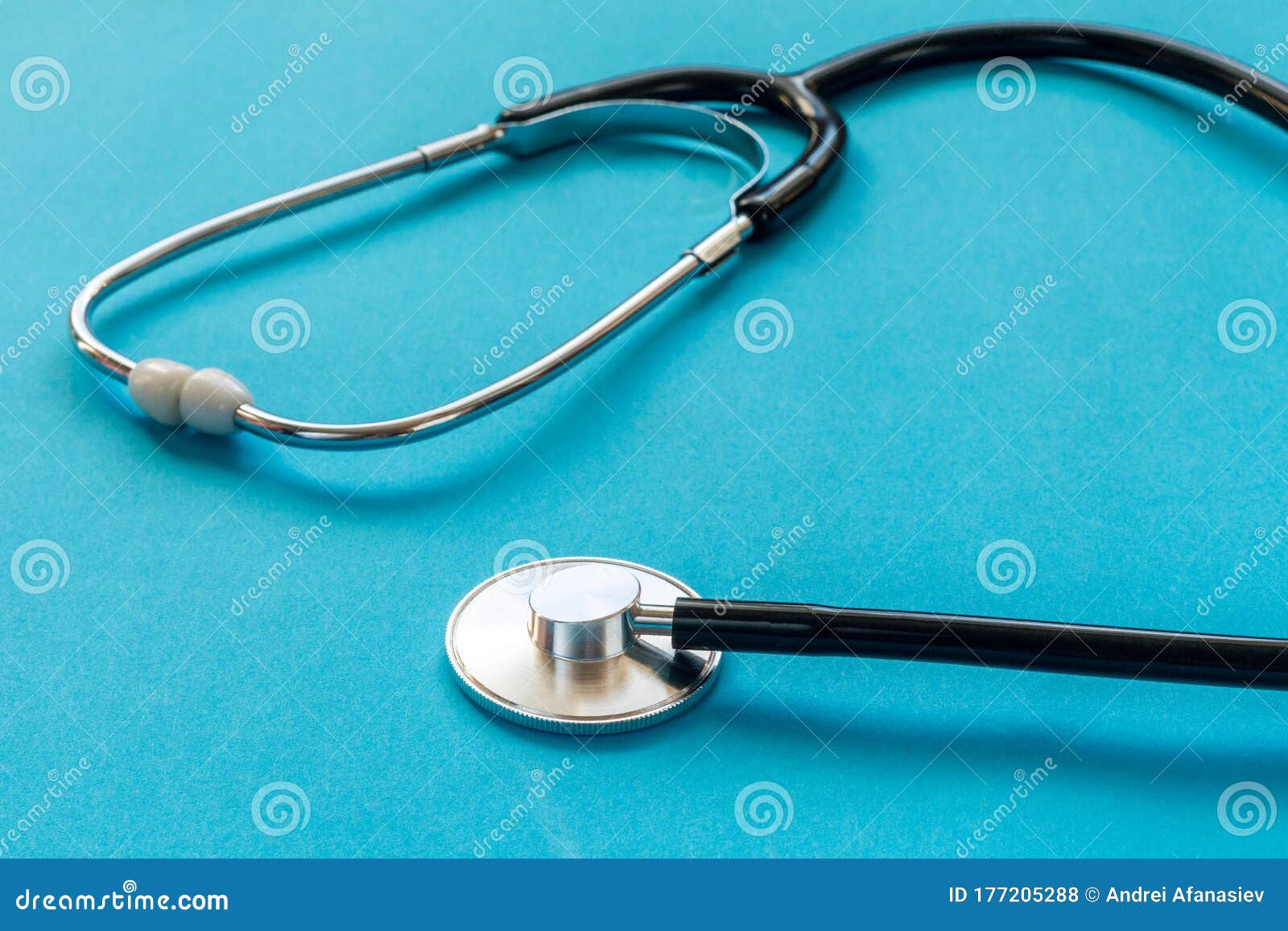 Medical Stethoscope on a Blue Background Close Up Stock Photo - Image ...