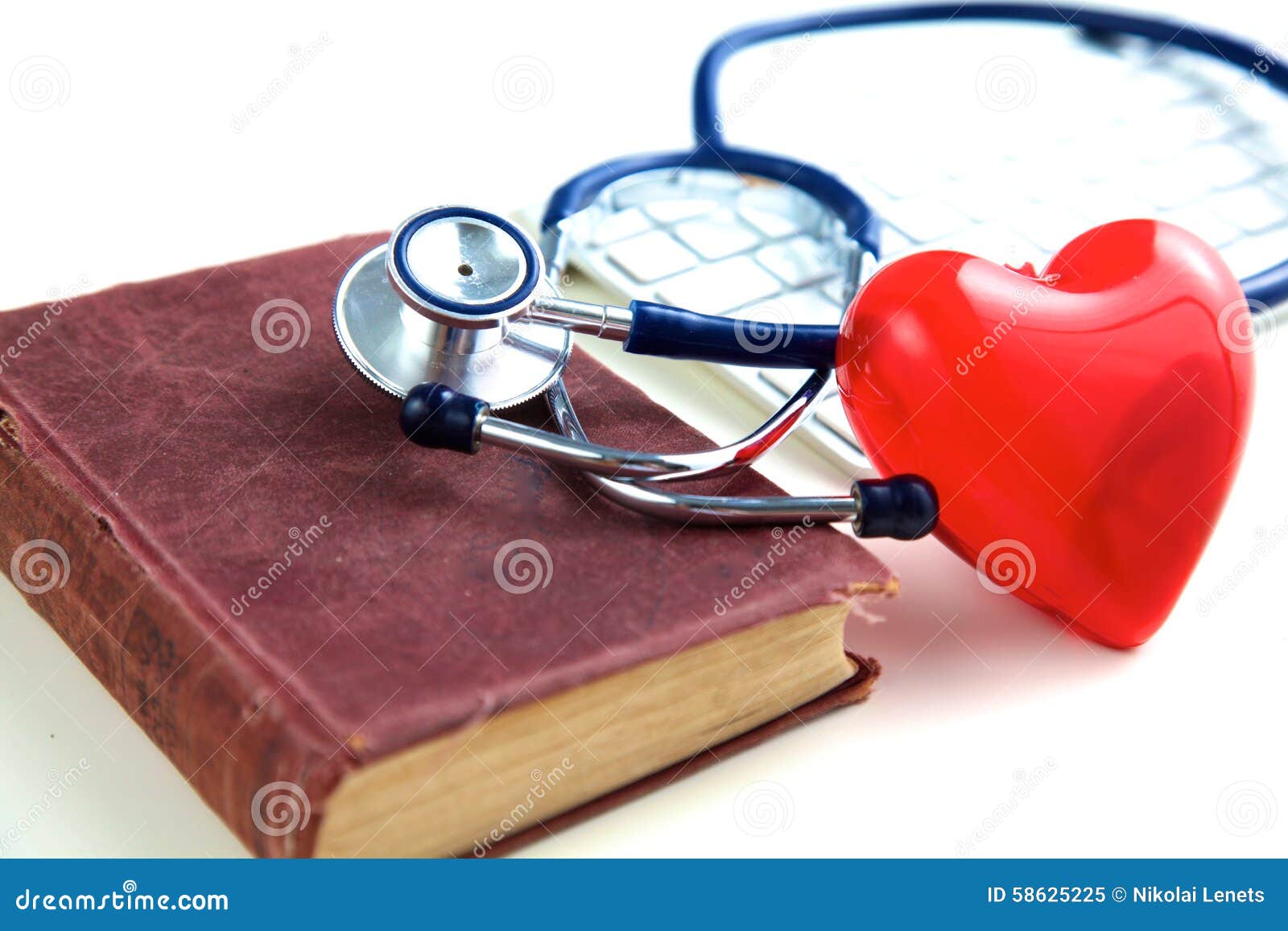 Medical Stethoscope with Books and Laptop on Table Stock Image - Image ...