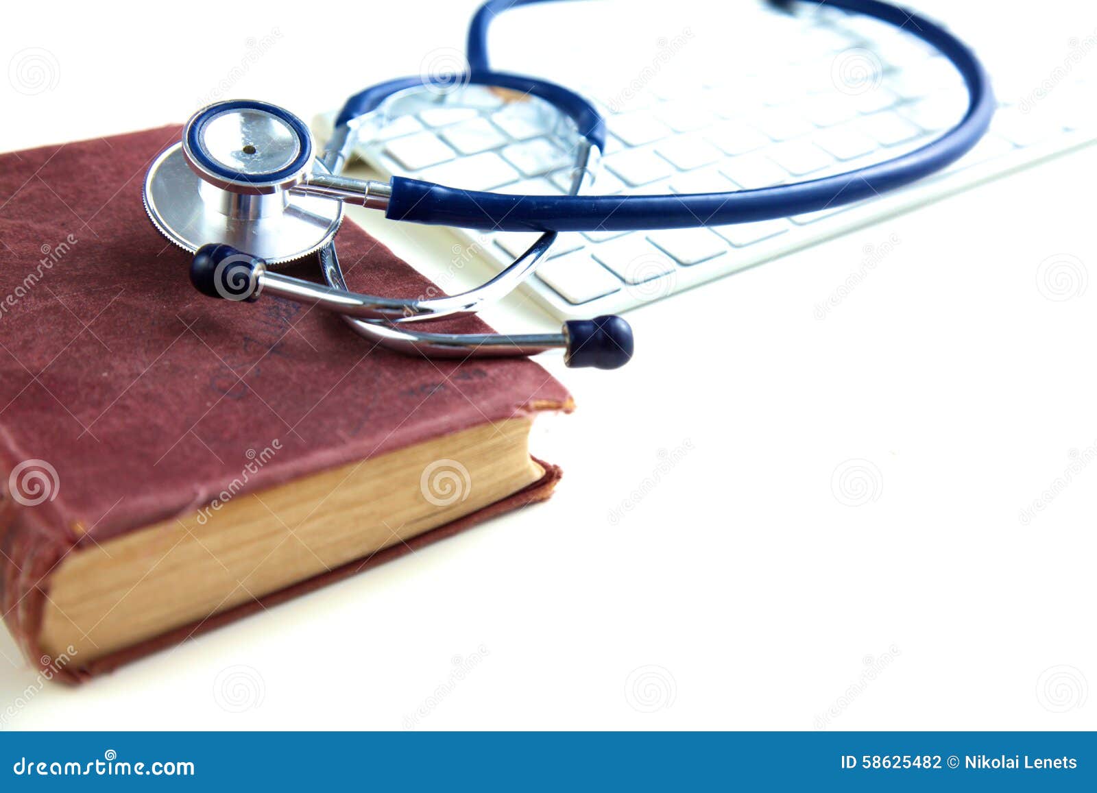 Medical Stethoscope with Books and Laptop on Table Stock Photo - Image ...