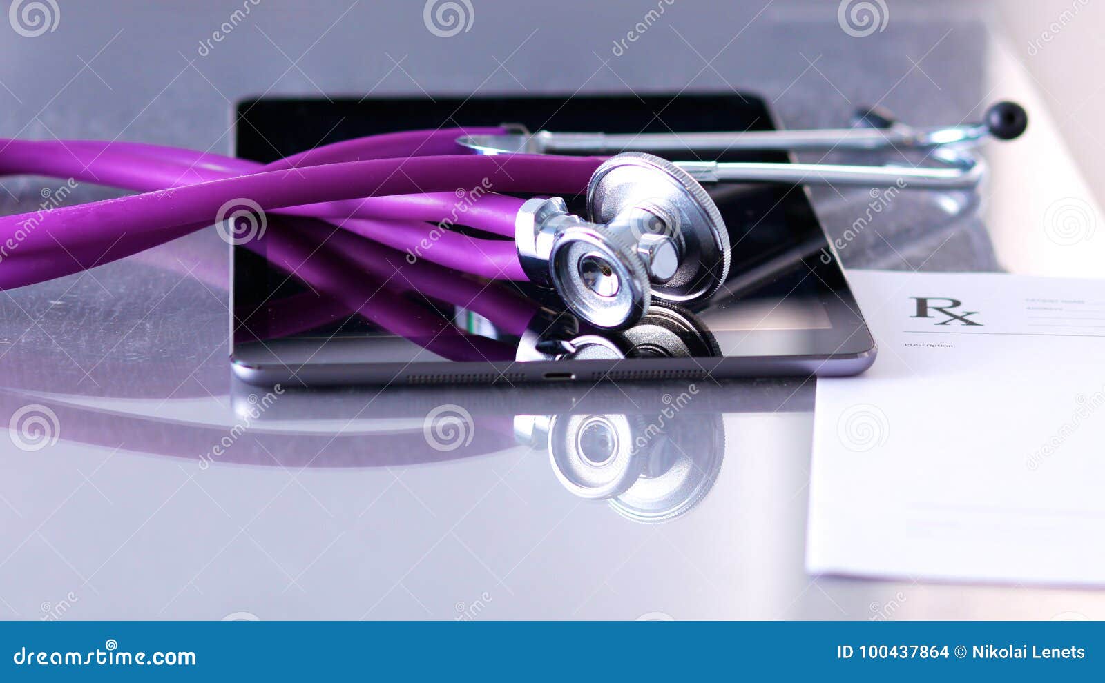 Medical Stethoscope with a Computer on the Desk Stock Photo - Image of ...
