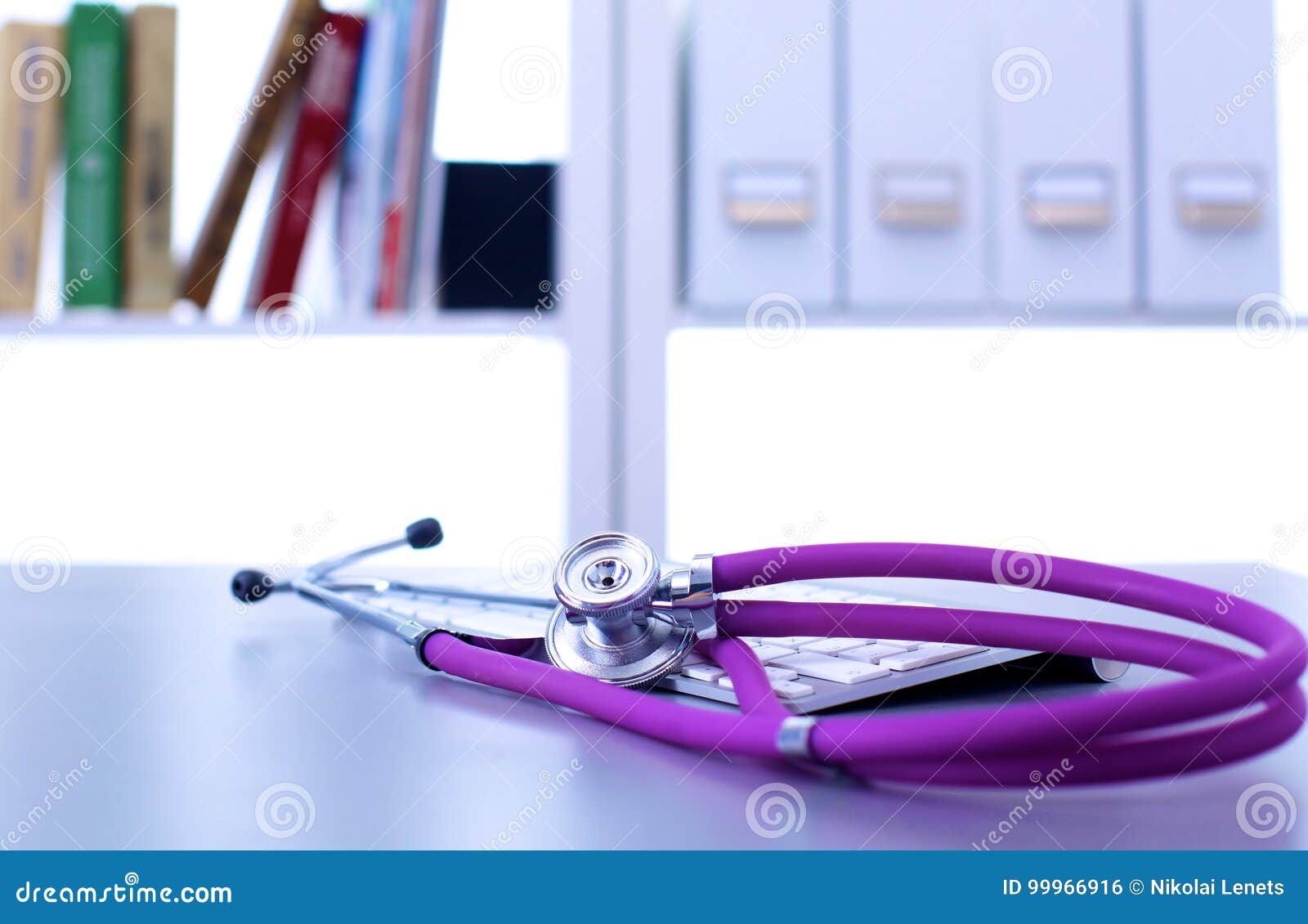 Medical Stethoscope with a Computer on the Desk Stock Photo - Image of ...