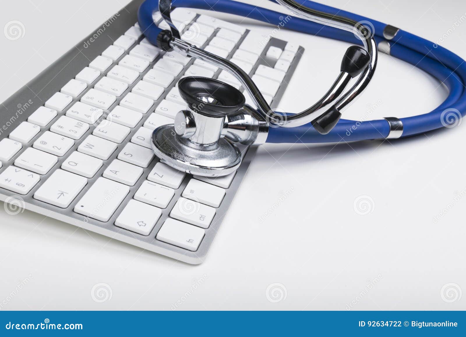 Medical Stethoscope on Computer Keyboard. Concept of Computer Support ...