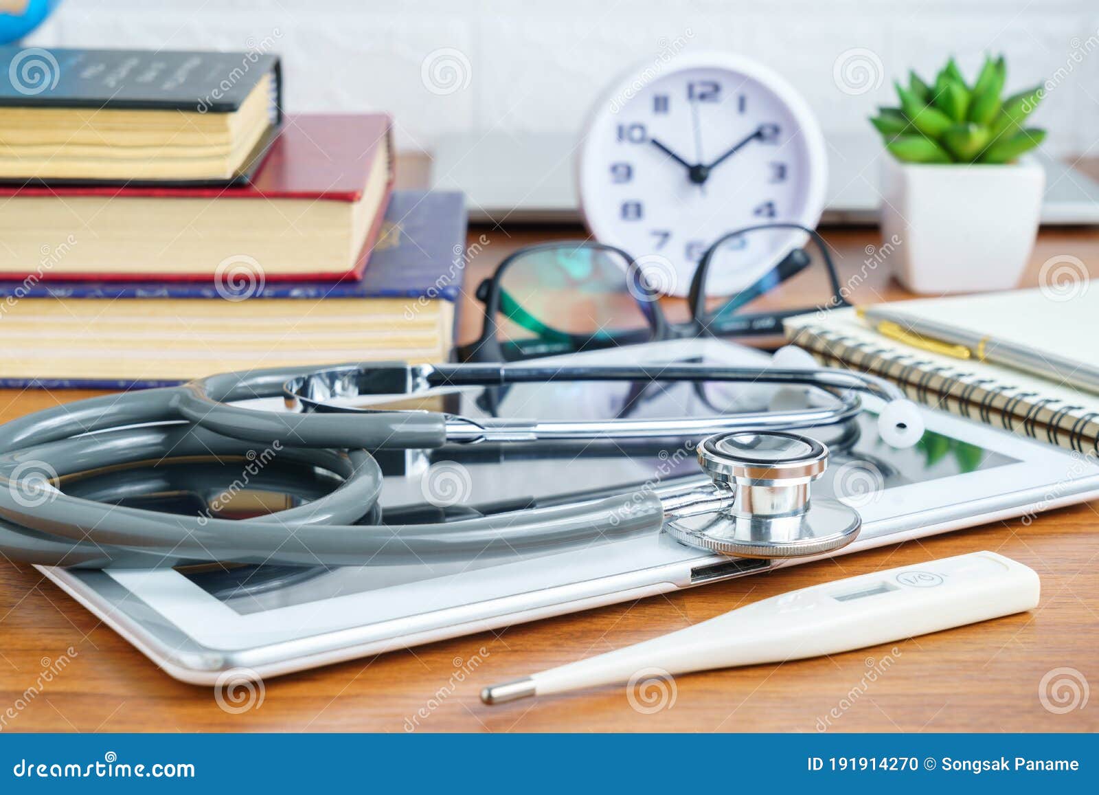 Medical Stethoscope for Doctor Checkup on Tablet Computer Stock Photo ...