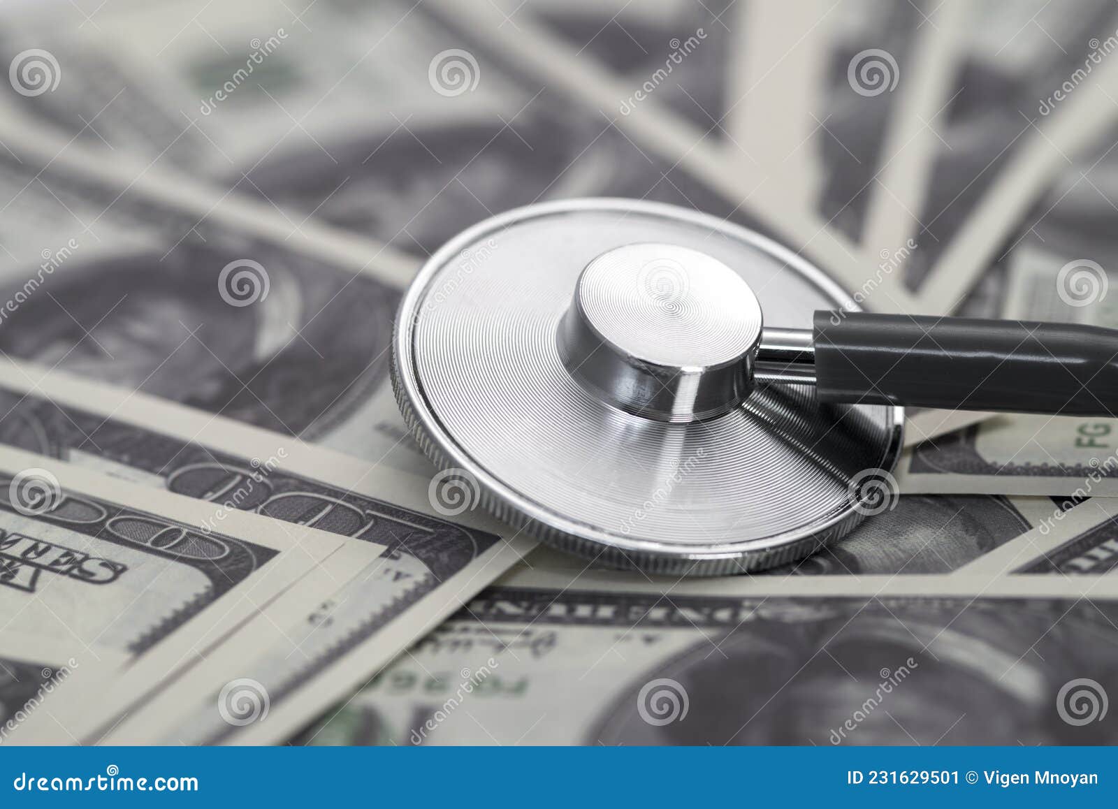 Medical Stethoscope On Dollars Banknote Stock Image Image Of