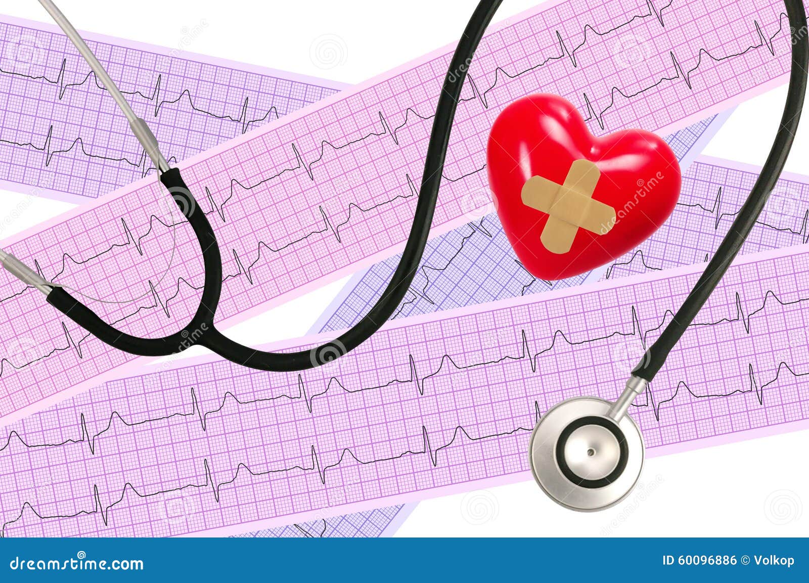 Medical Stethoscope and Heart Analysis, Electrocardiogram Stock Photo ...