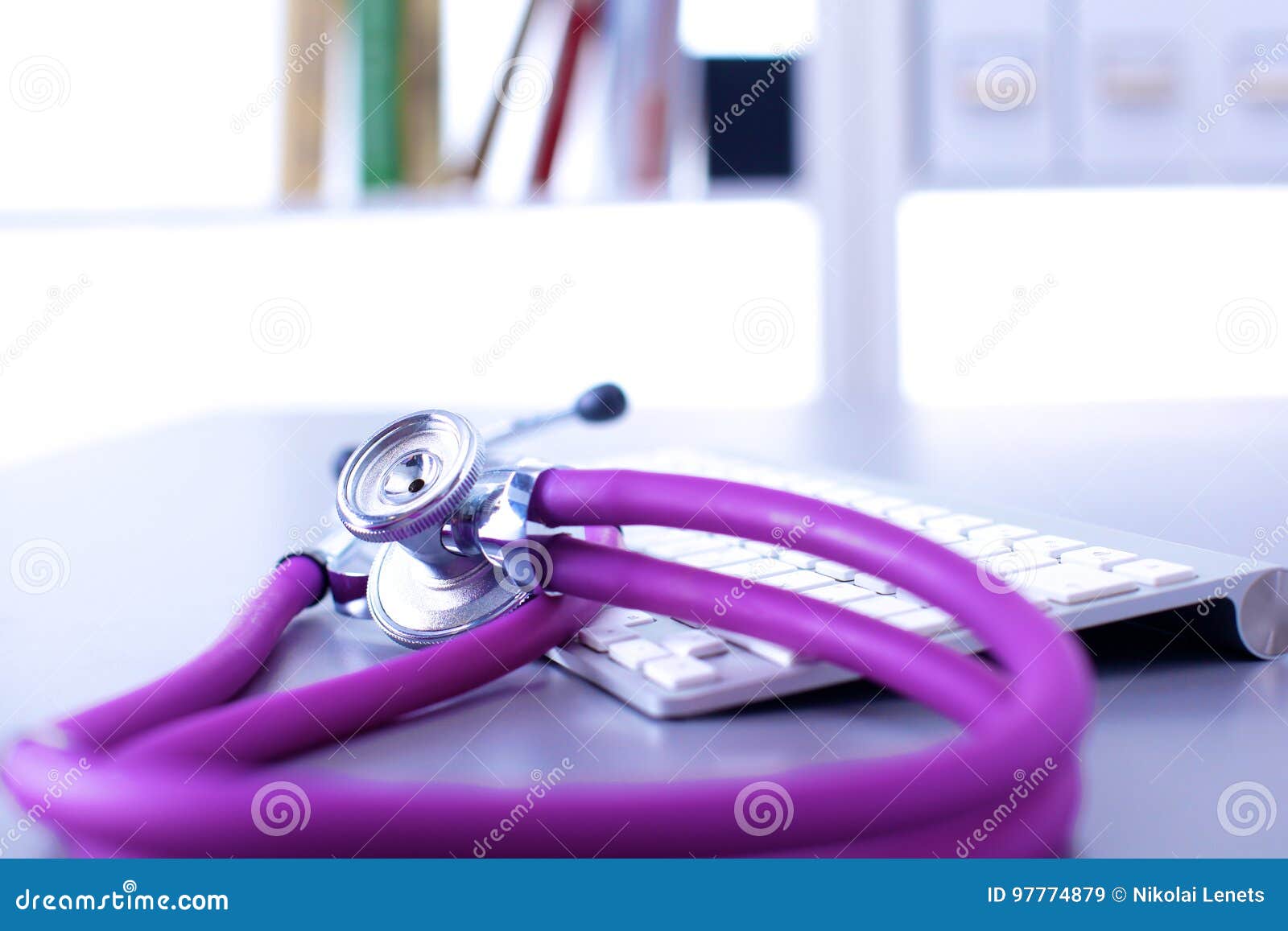 Medical Stethoscope Lies in the Study on the Table Stock Image - Image ...