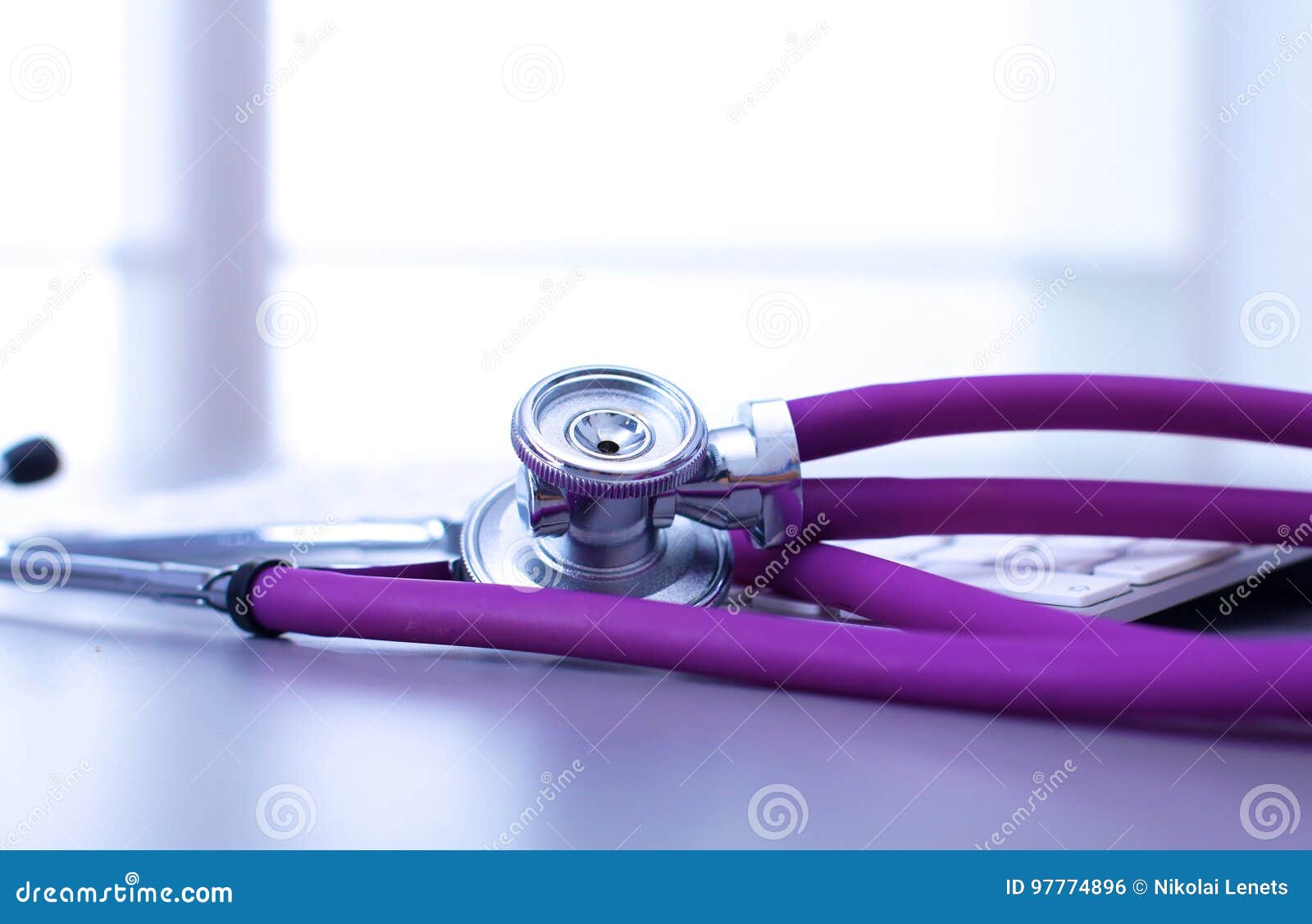 Medical Stethoscope Lies in the Study on the Table Stock Photo - Image ...