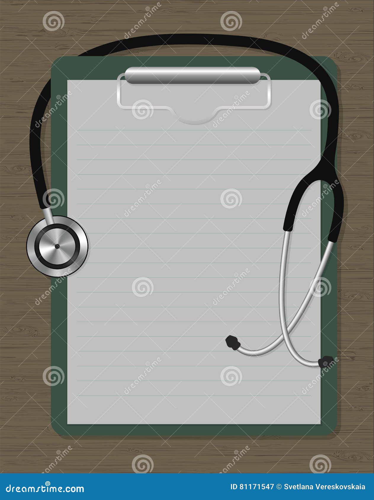 Medical Stethoscope and a Notebook for Notes on the Wooden Texture ...