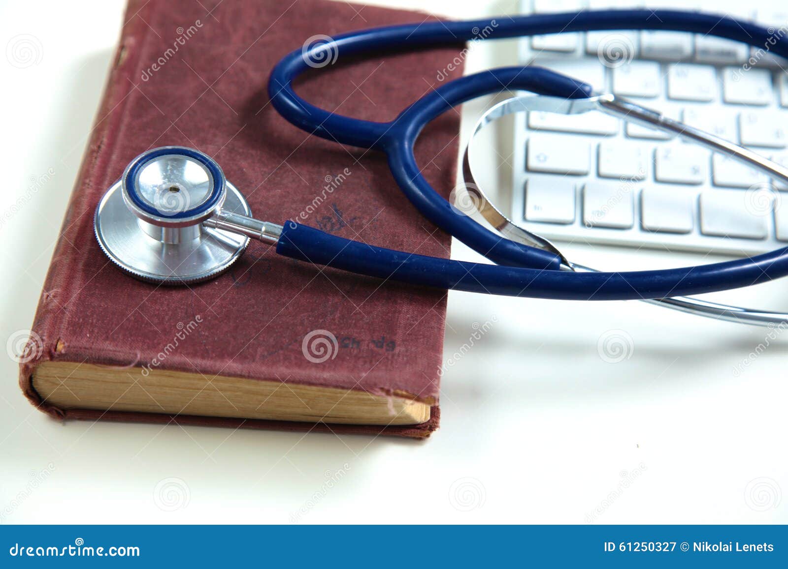 Medical Stethoscope with Old Books and Laptop on a Stock Image - Image ...