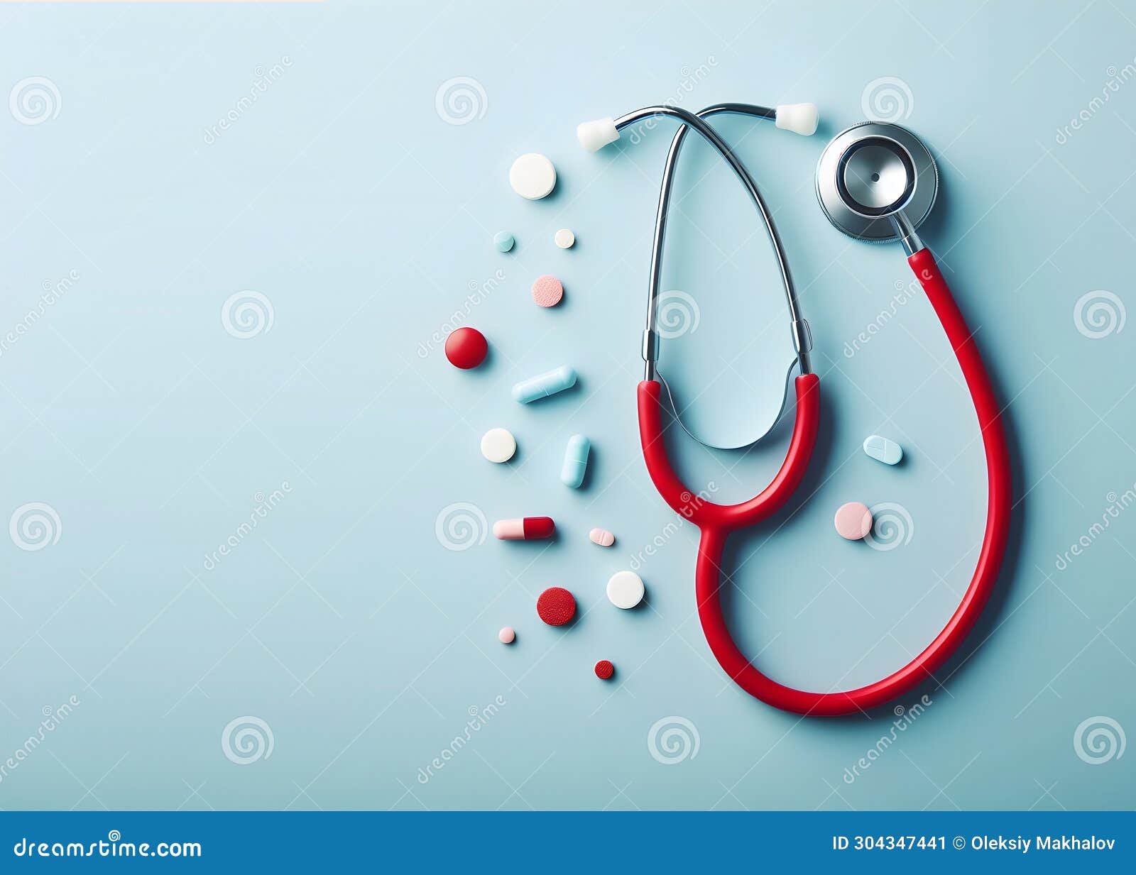 Medical Stethoscope on Pastel Blue Background Stock Illustration ...
