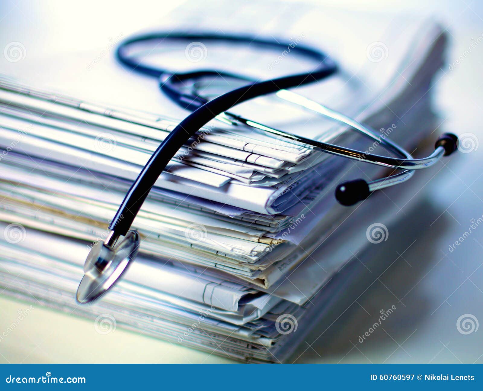 Medical Stethoscope on the Stack of Paper Stock Image - Image of file ...