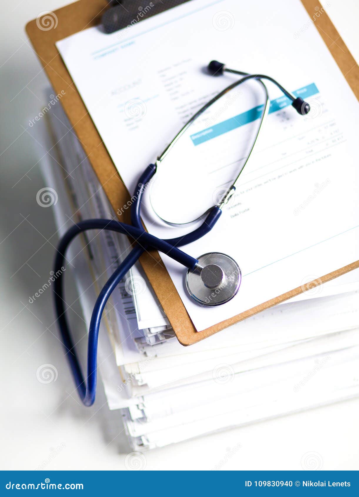 Medical Stethoscope on the Stack of Paper Stock Photo - Image of ...