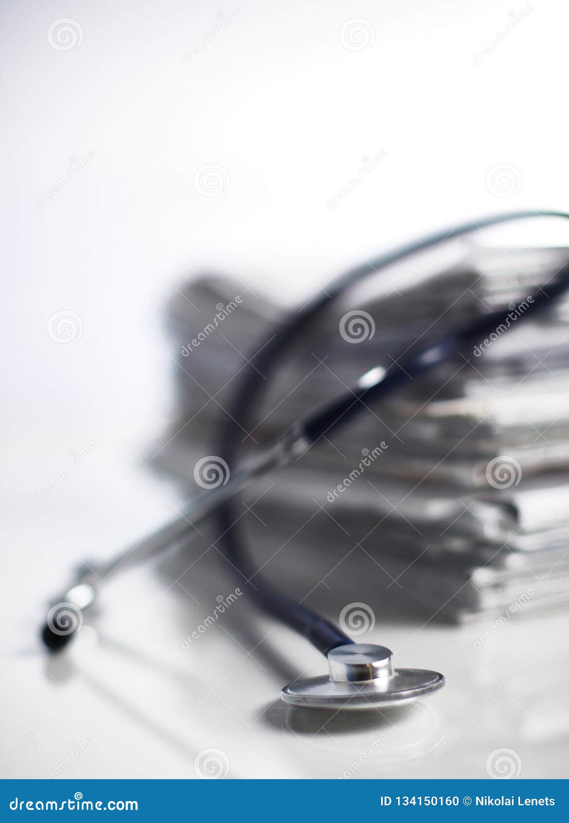 Medical Stethoscope on the Stack of Paper Stock Photo - Image of card ...