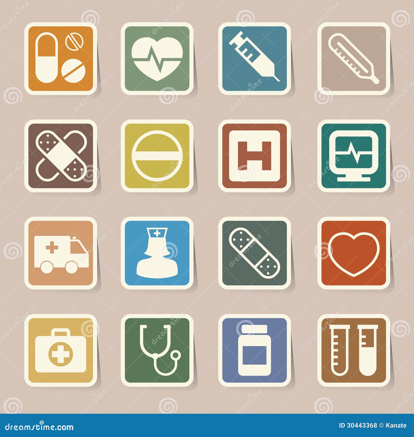 Medical Sticker Icons Set, . Illustration Stock Vector - Illustration ...